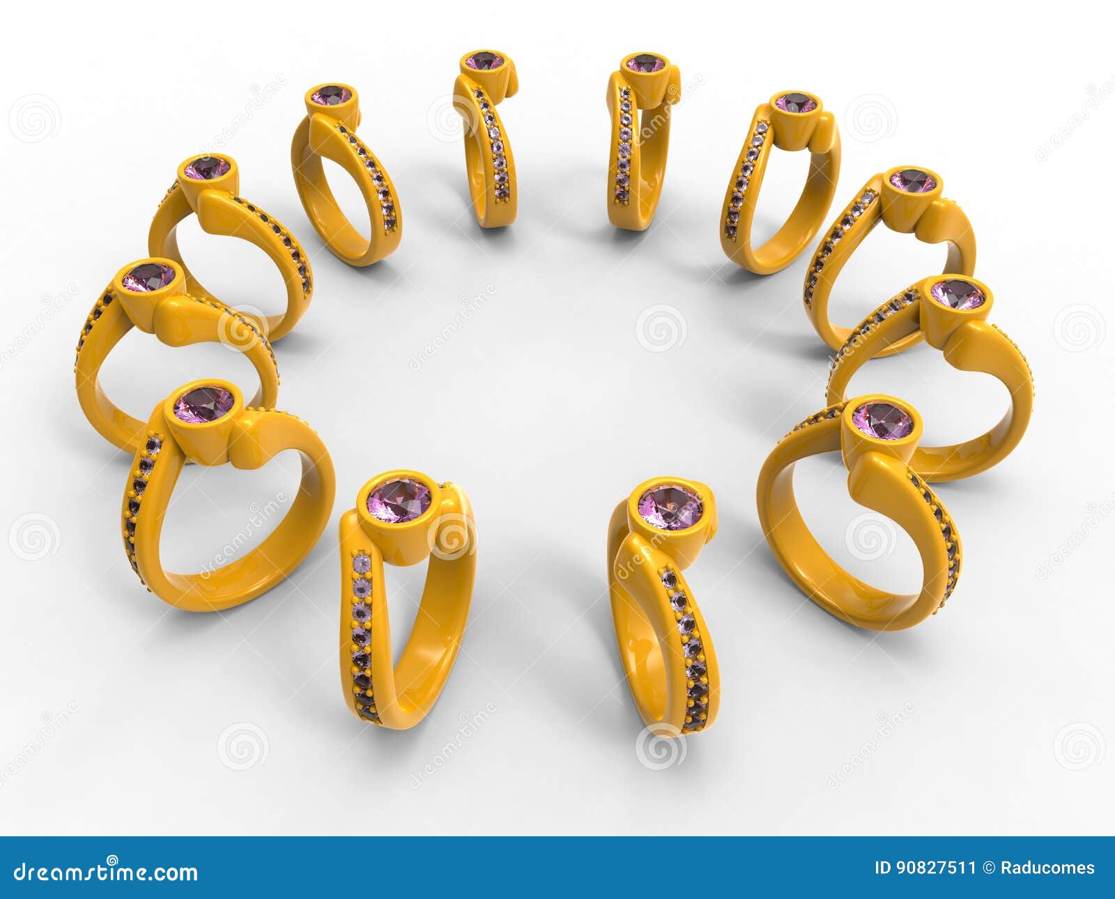 Golden Rings Circular Array Stock Illustration - Illustration of groom ...