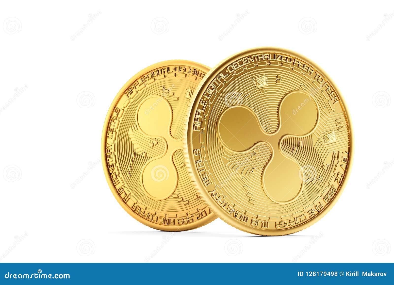 Golden Ripple XRP Cryptocurrency Physical Concept Coin Isolated On ...