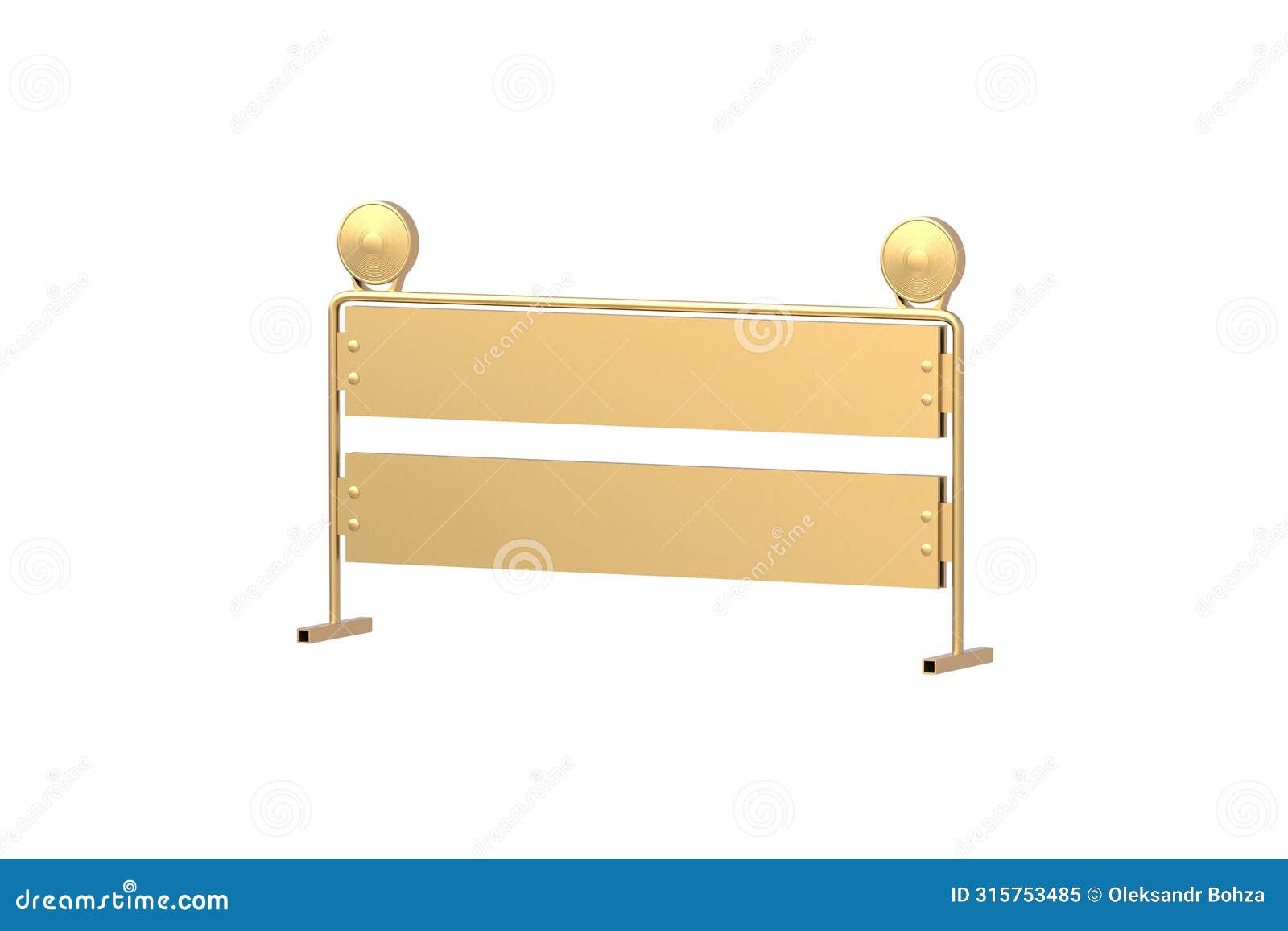 Golden Road Barrier Isolated on White Background Stock Illustration ...