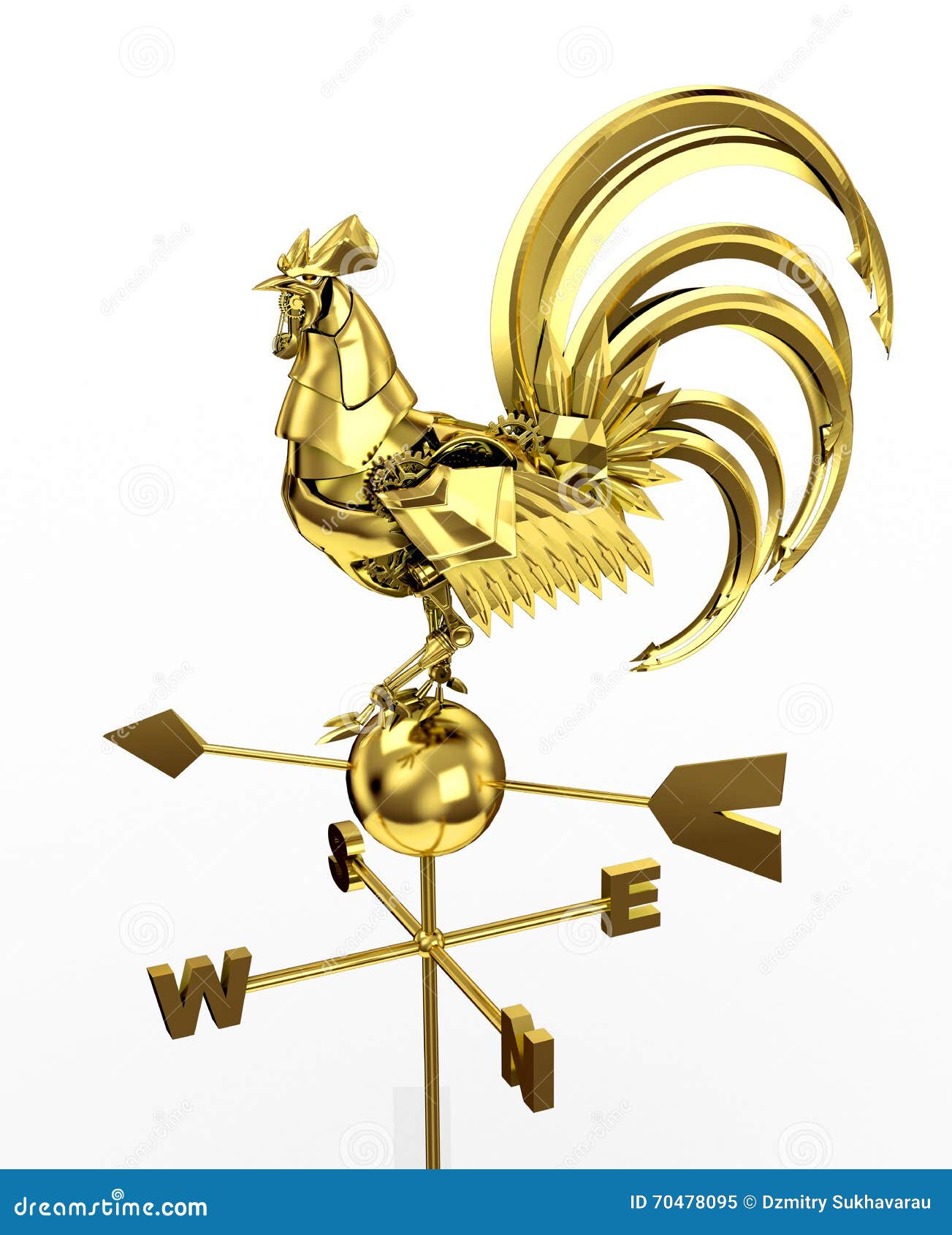 Golden Robot-rooster. stock illustration. Illustration of future - 70478095