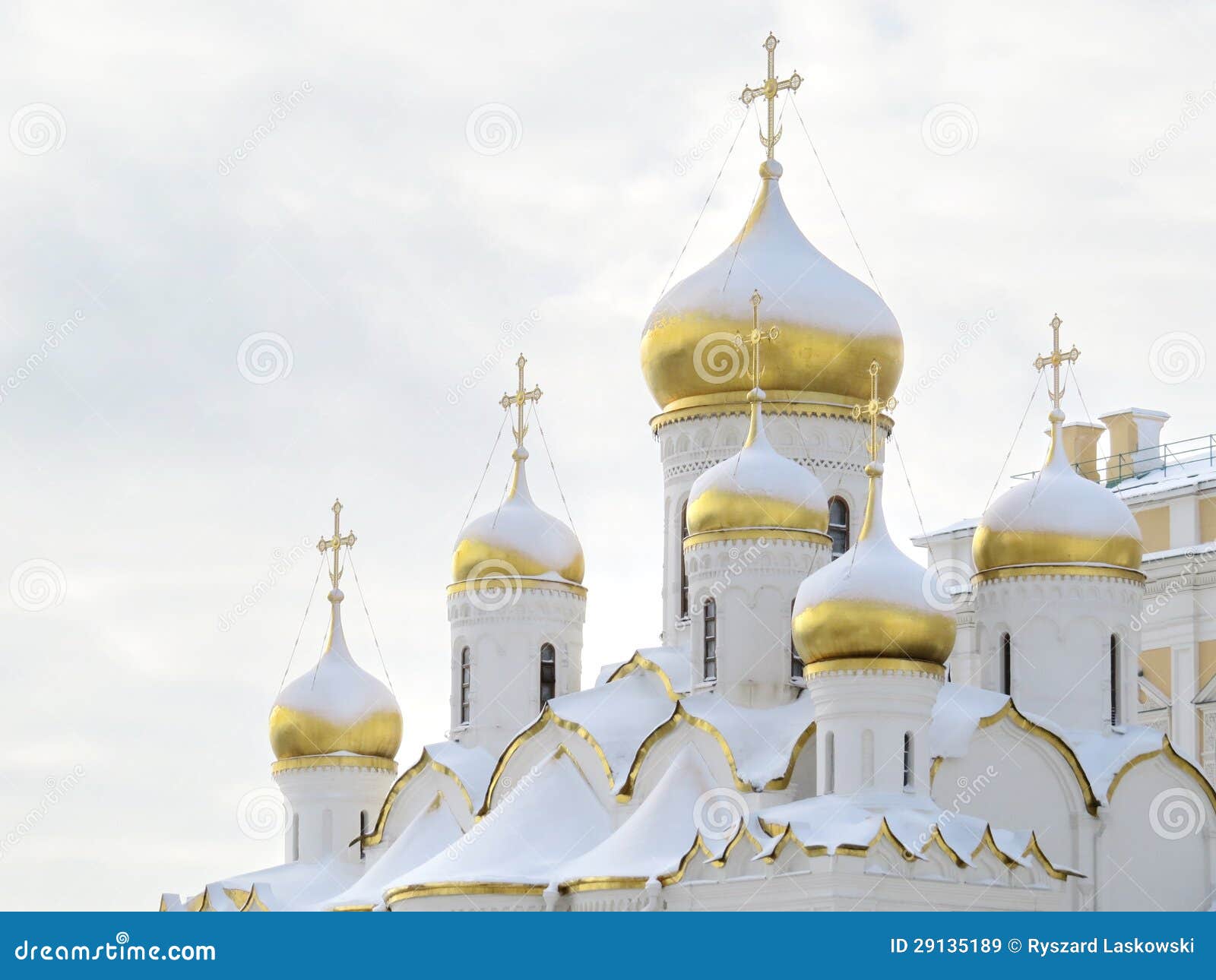 Golden roofs of Kremlin stock image. Image of crosses - 29135189