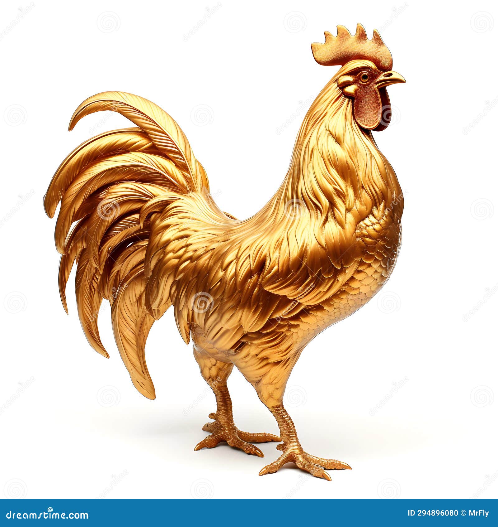 Golden Rooster Isolated on White Background Stock Illustration ...