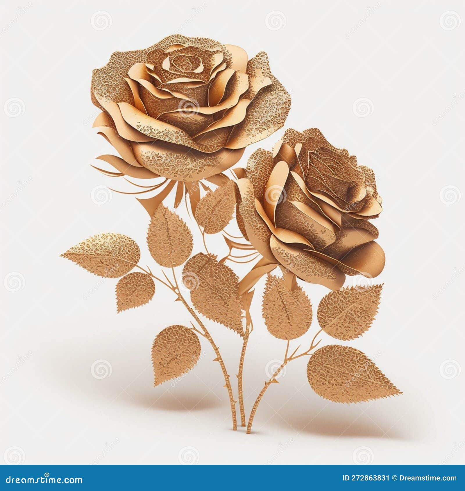 Red Roses, Golden Round Wreath. Watercolor Floral Card For Valentine ...