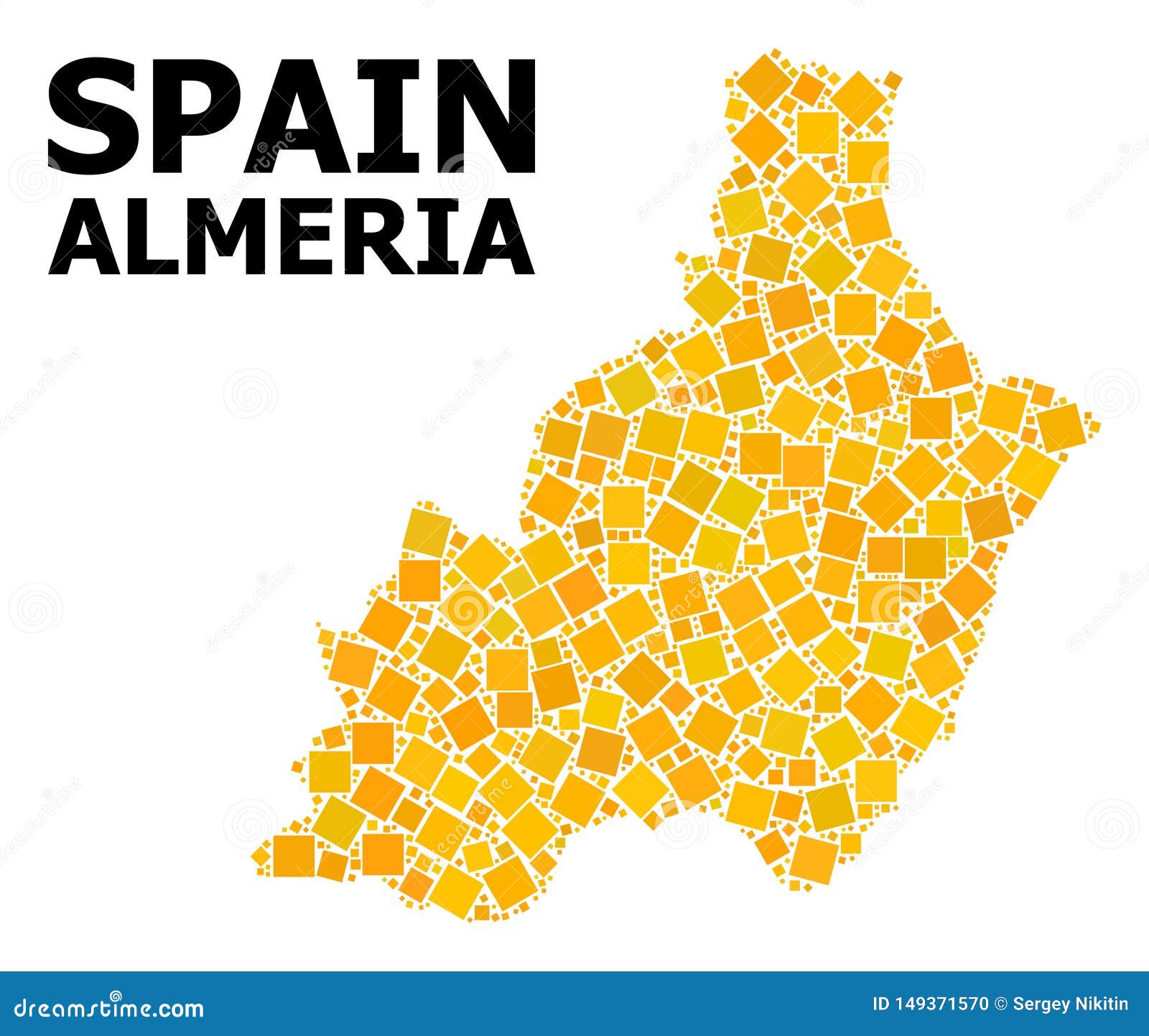Golden Rotated Square Mosaic Map of Almeria Province Stock Illustration ...