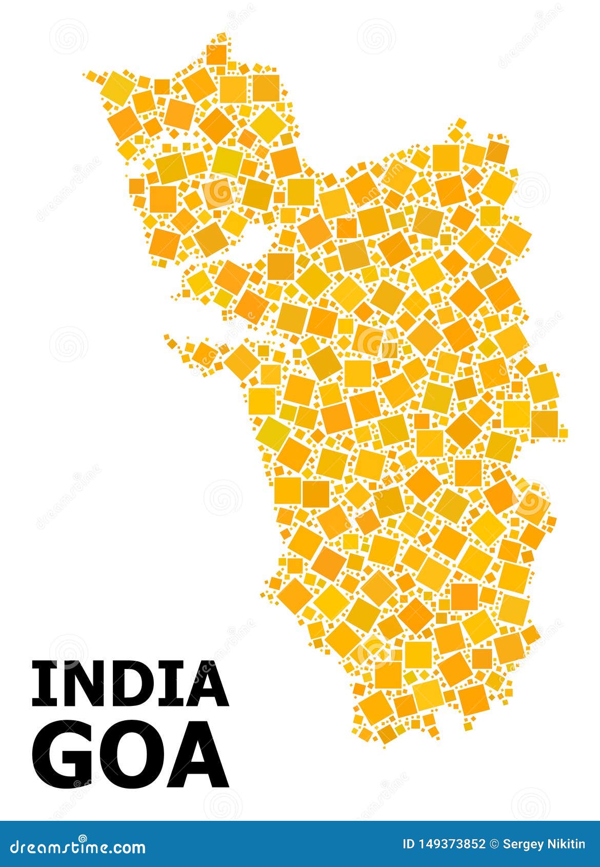 Golden Rotated Square Mosaic Map of Goa State Stock Illustration ...