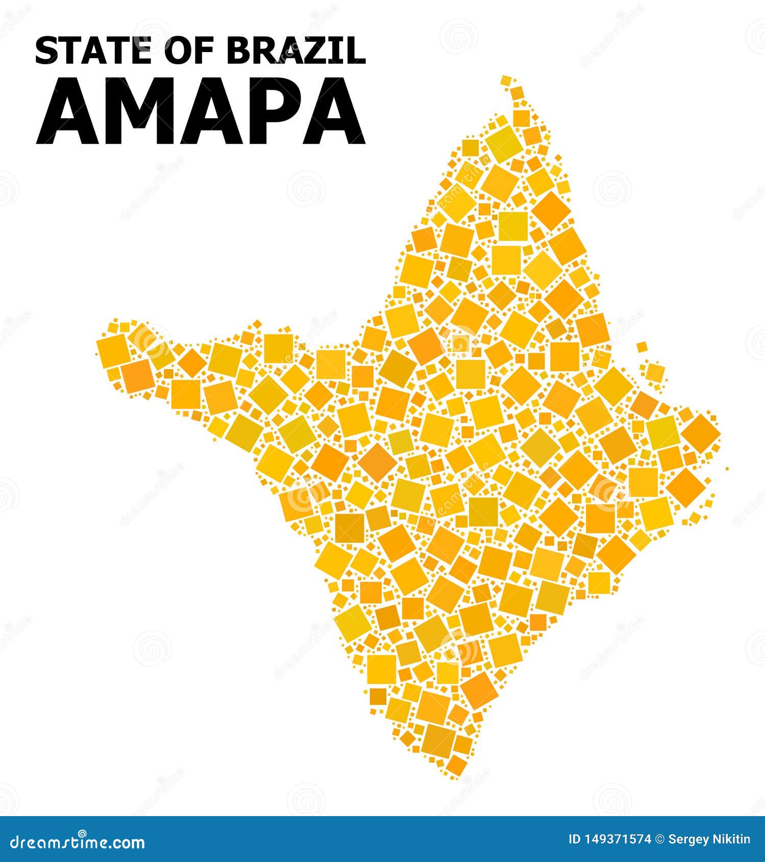 Golden Rotated Square Pattern Map of Amapa State Stock Illustration ...