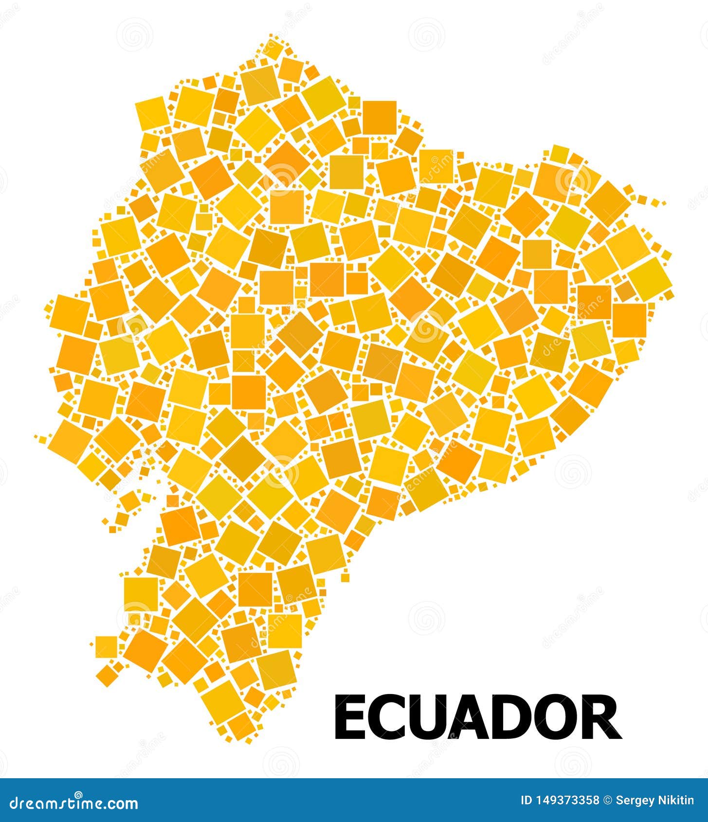 Golden Rotated Square Pattern Map of Ecuador Stock Illustration ...