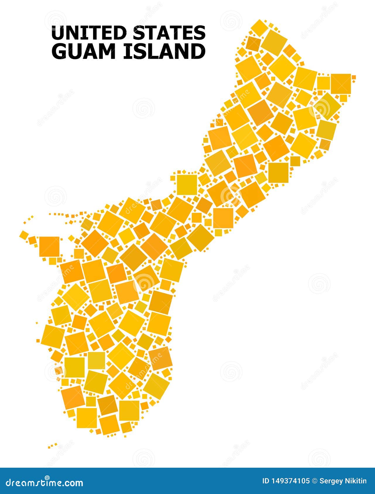 Golden Rotated Square Pattern Map of Guam Island Stock Illustration ...