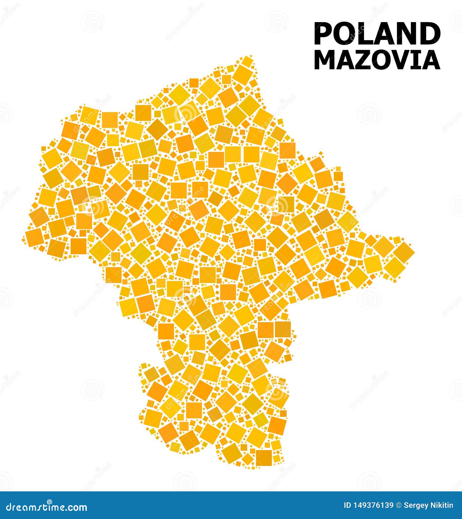Golden Rotated Square Pattern Map of Mazovia Province Stock ...