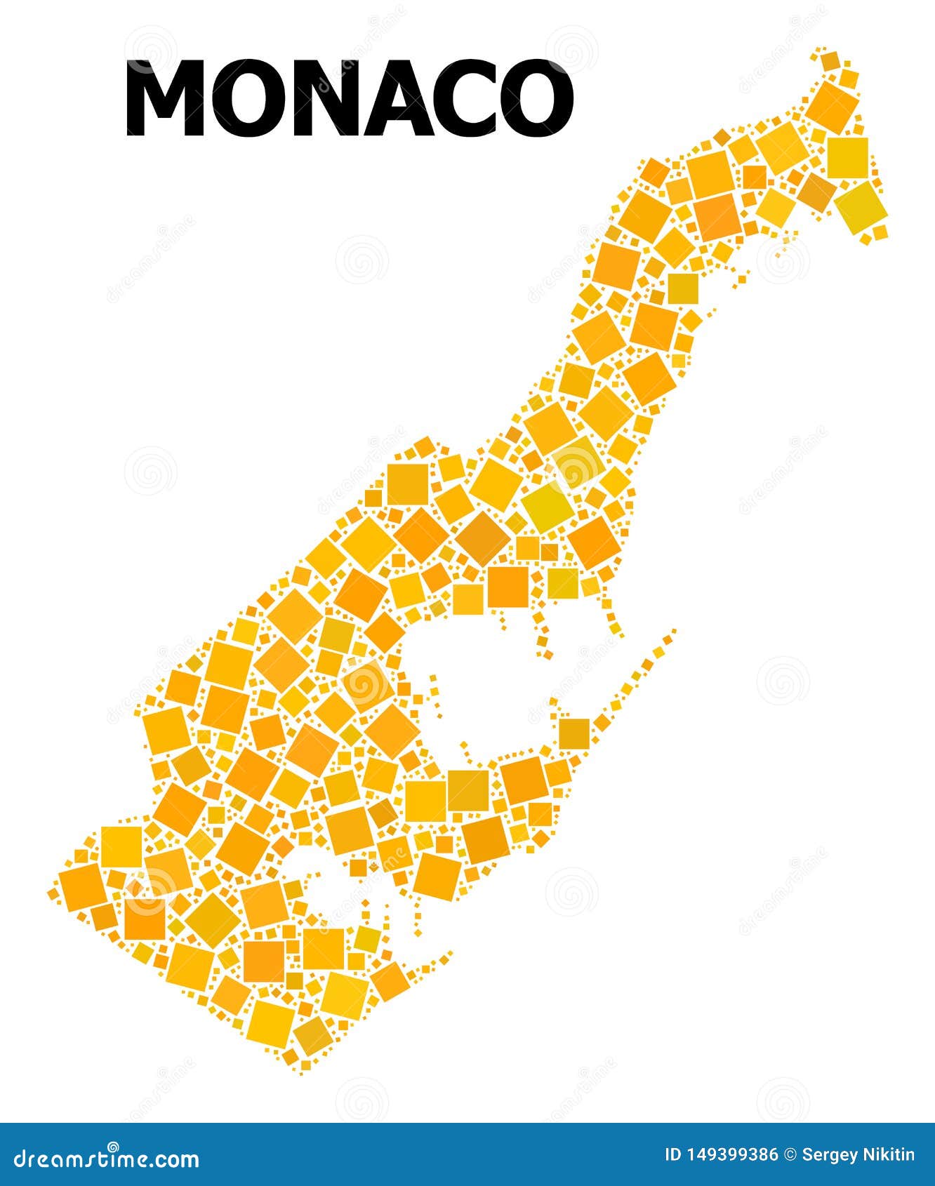 Golden Rotated Square Pattern Map of Monaco Stock Illustration ...