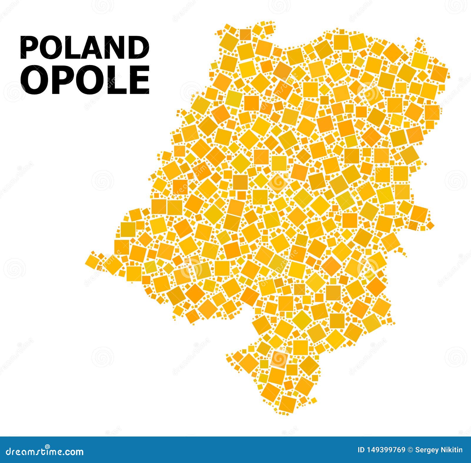 Golden Rotated Square Pattern Map of Opole Province Stock Illustration ...