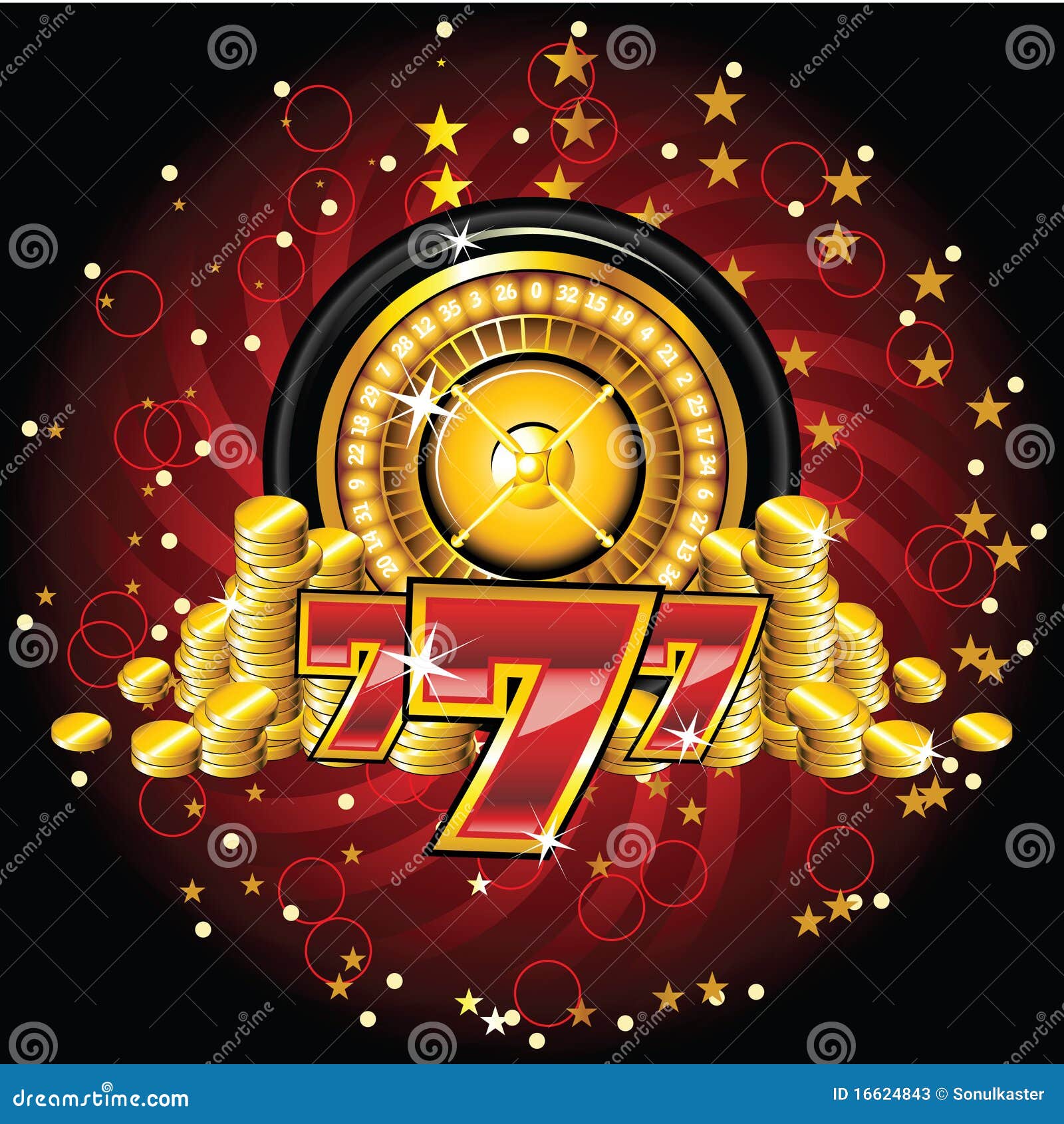 Golden Roulette Wheel Vector Illustration | CartoonDealer.com #16624882