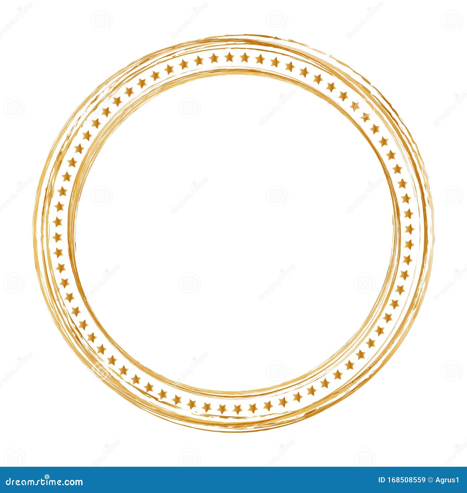 Golden Round Brush Frame on White Background Stock Vector ...