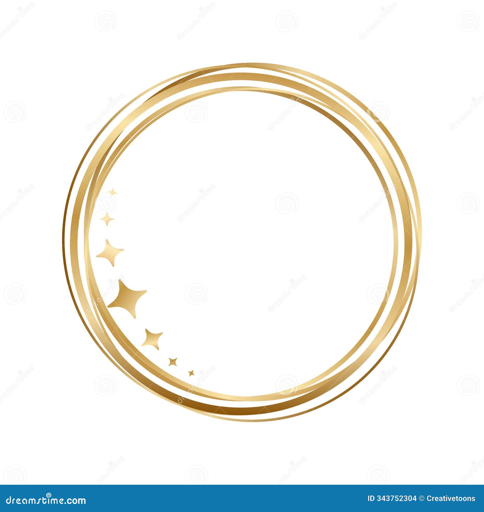 Golden Round Circle Frame with Sparkles Isolated on White Background ...