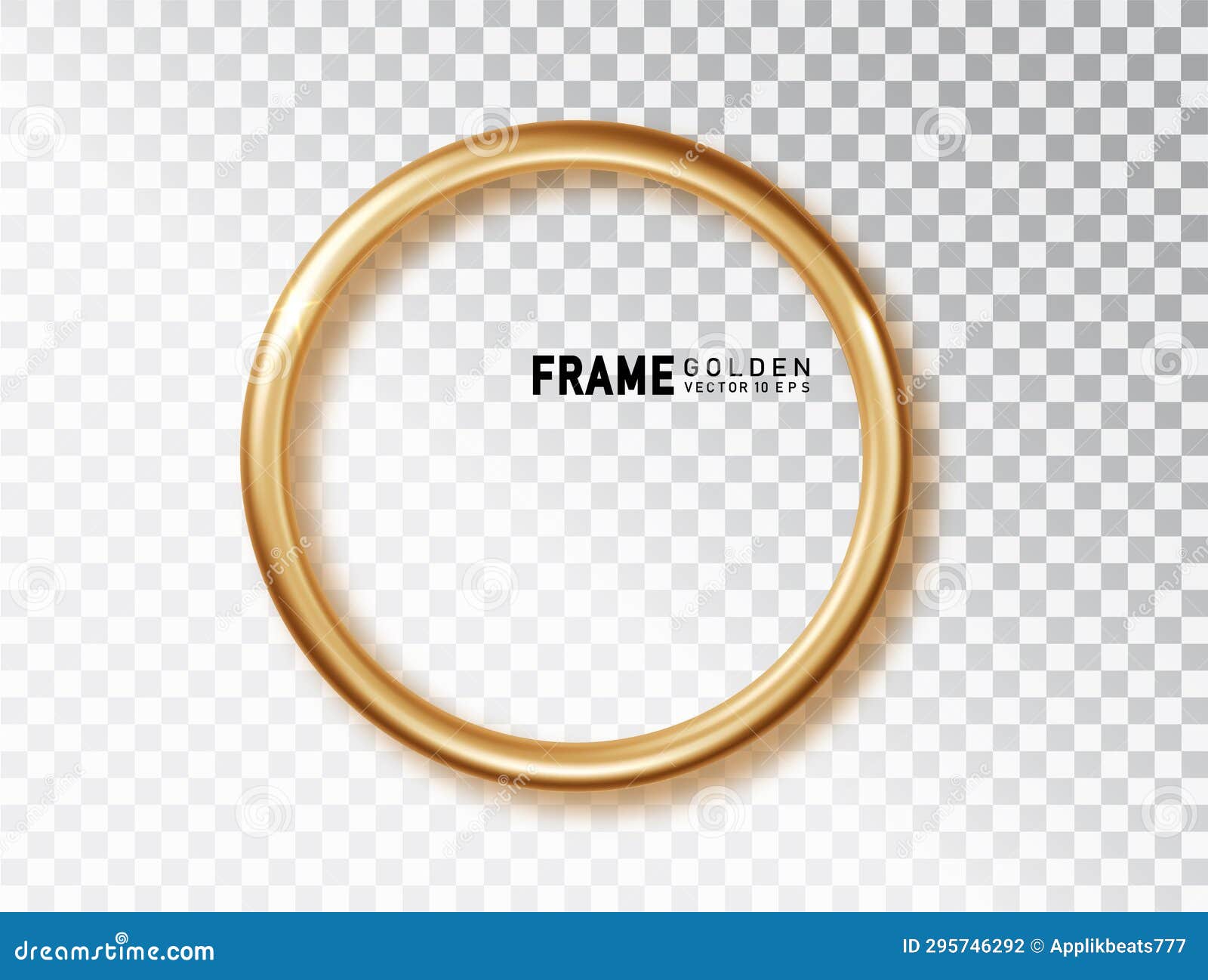 Golden Round Frame with Shadows Isolated on Transparent Background ...