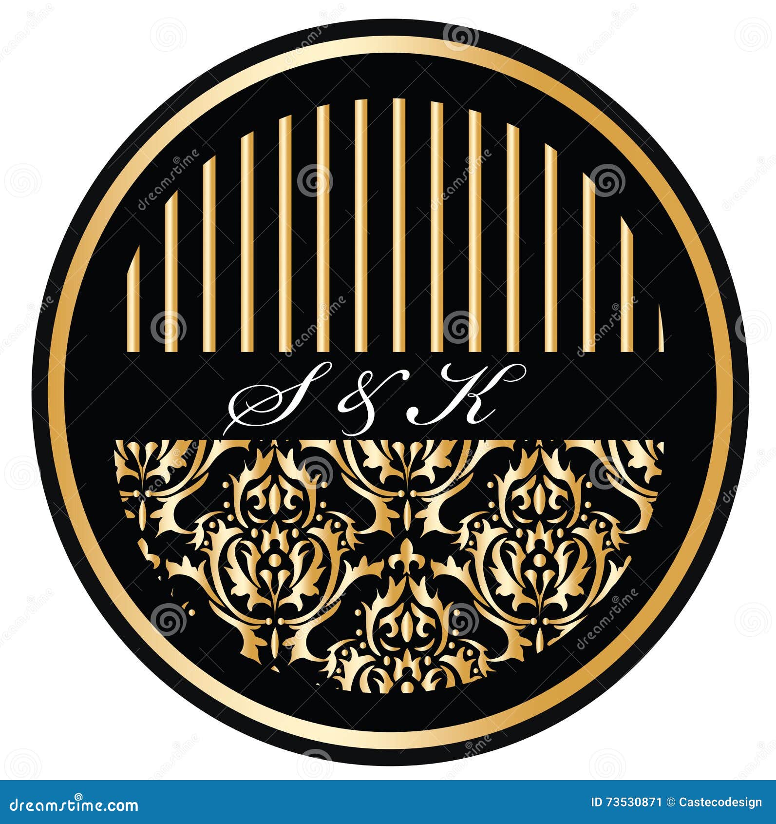 Golden Round Invitation Card Stock Vector - Illustration of frame ...