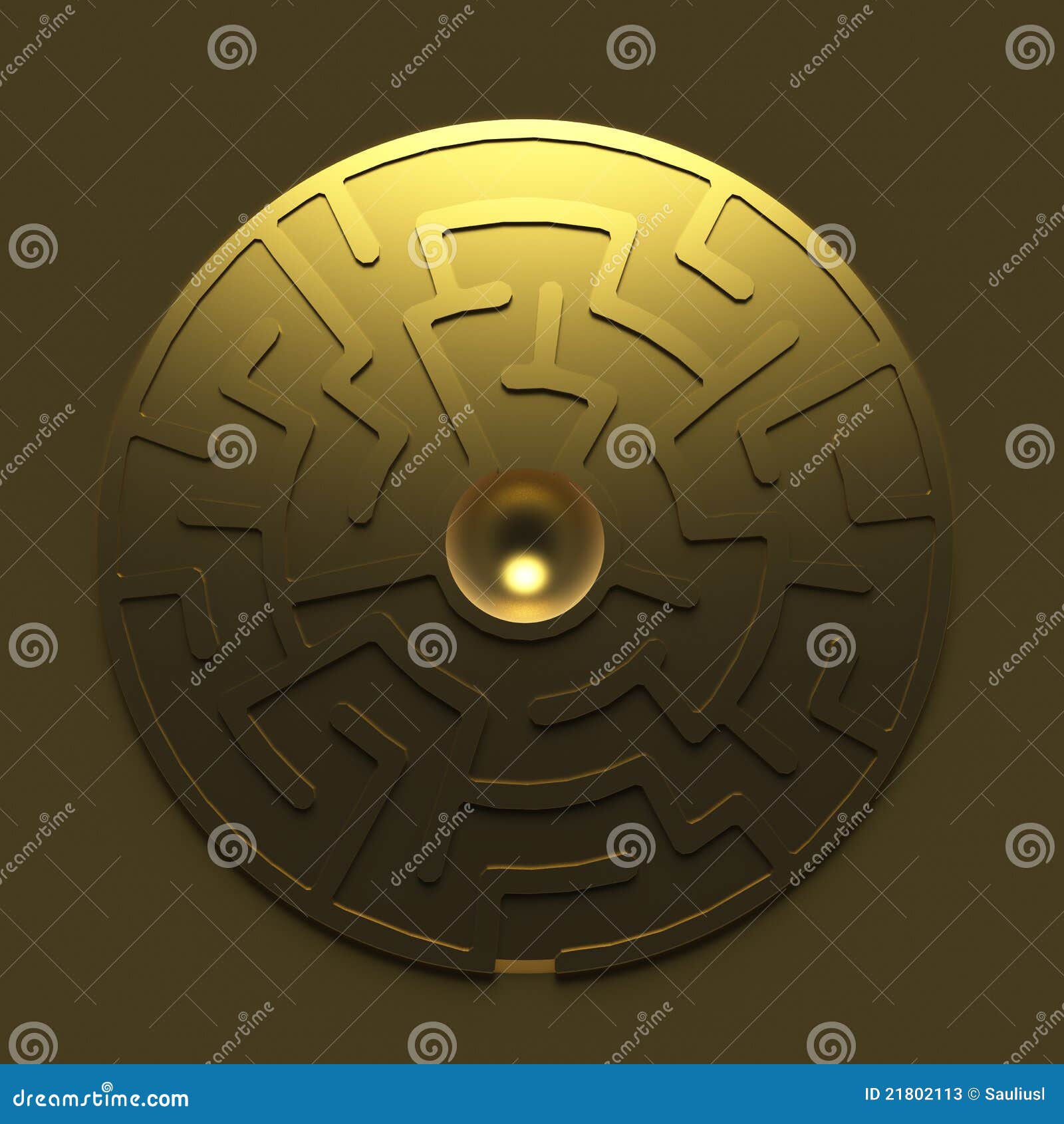 Golden round maze stock illustration. Illustration of path - 21802113