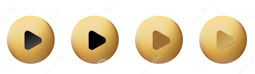 Golden Round Play Button. Gold Play Button. Stock Vector - Illustration ...
