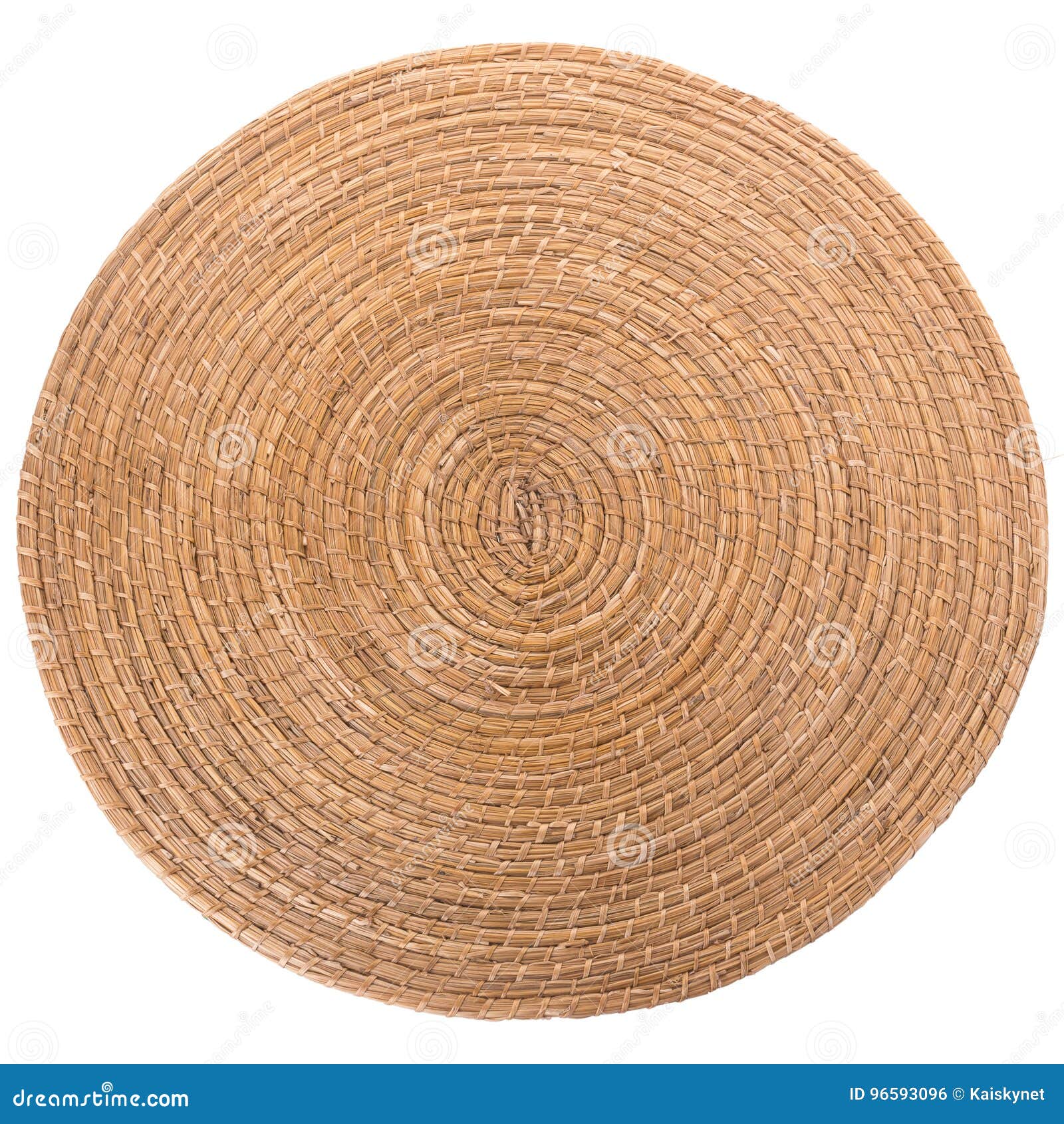 Golden Round Wicker Mat on White Background Stock Photo - Image of ...
