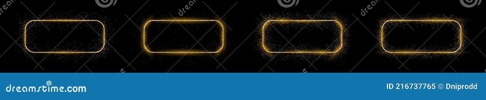 Golden Rounded Rectangle Frame with Glitter Stock Vector - Illustration ...