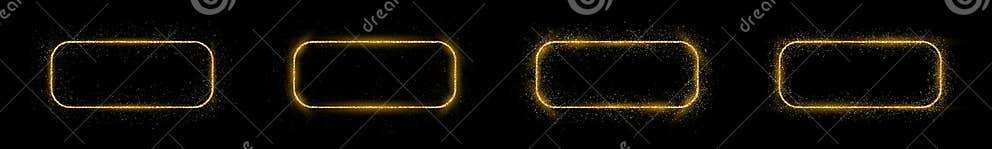 Golden Rounded Rectangle Frame with Glitter Stock Vector - Illustration ...