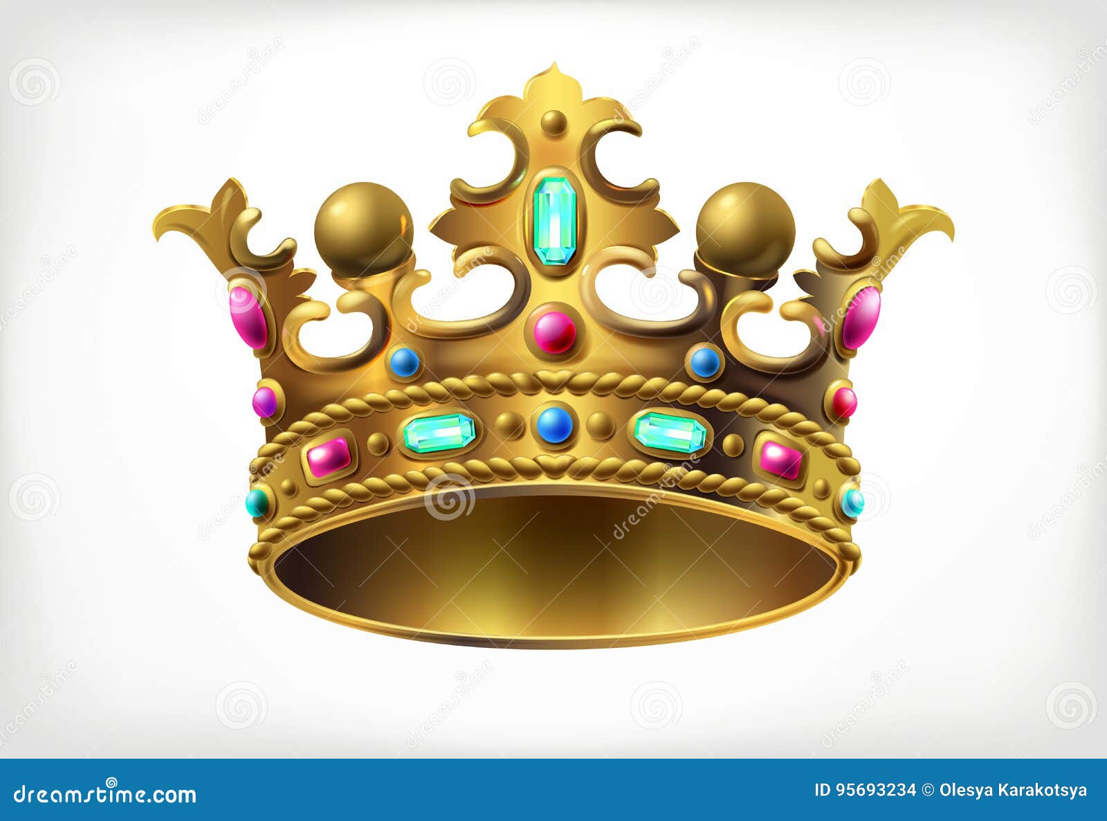Golden Royal Crown with Multi-colored Precious Stones Stock Vector ...