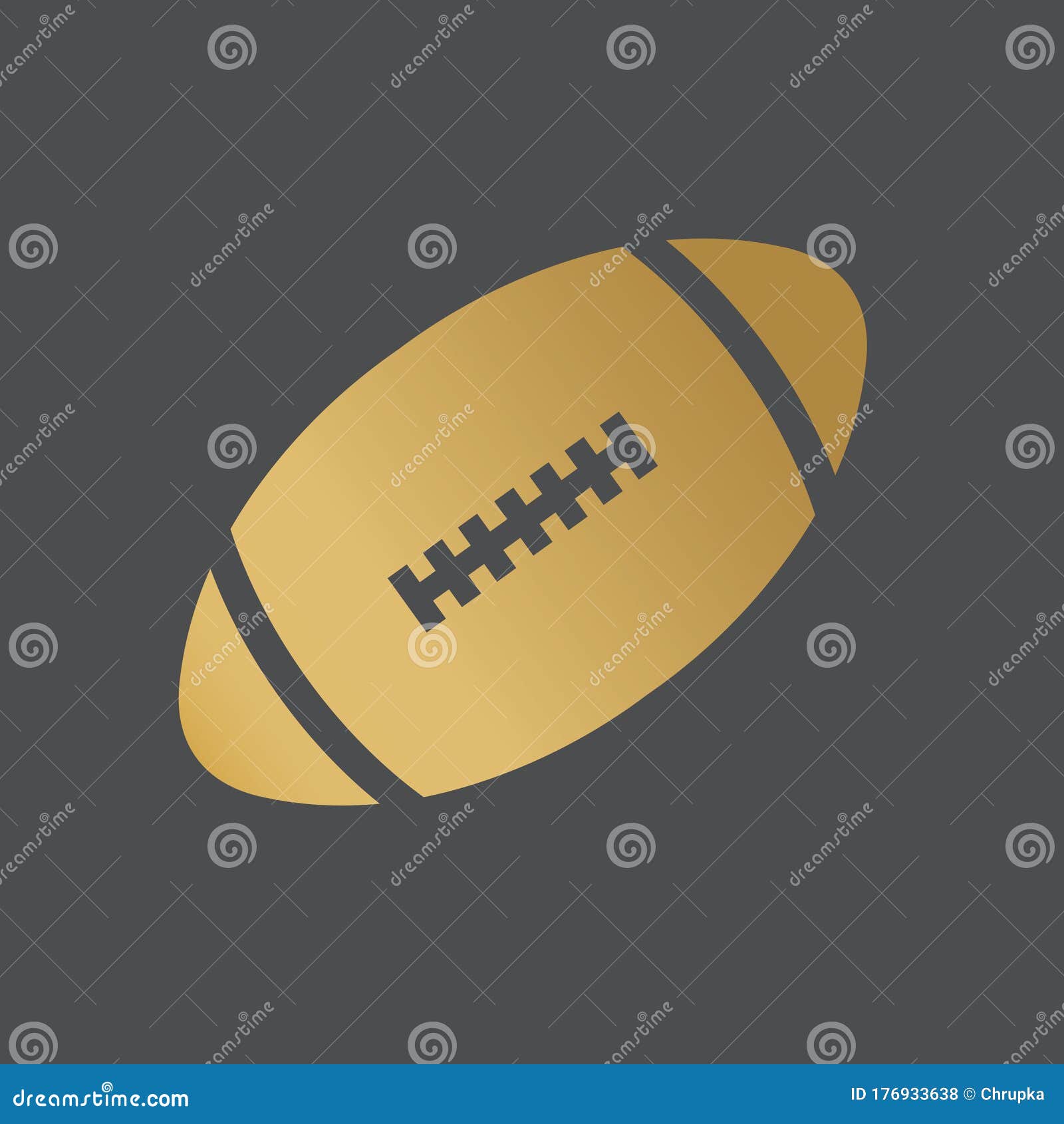 Golden rugby ball icon stock vector. Illustration of play - 176933638