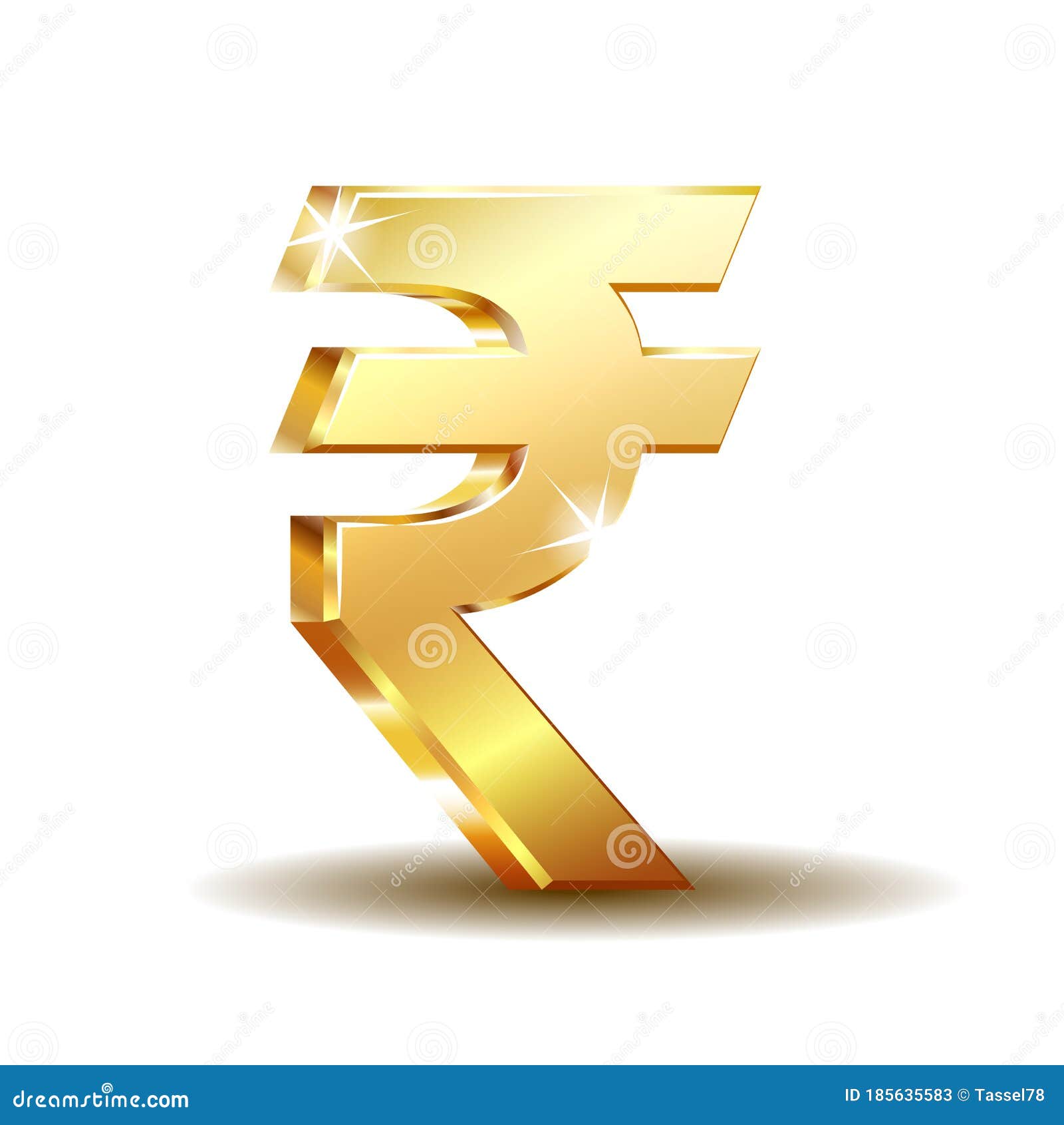 Golden Rupee INR Symbol On White Background. Finance Investment Concept ...