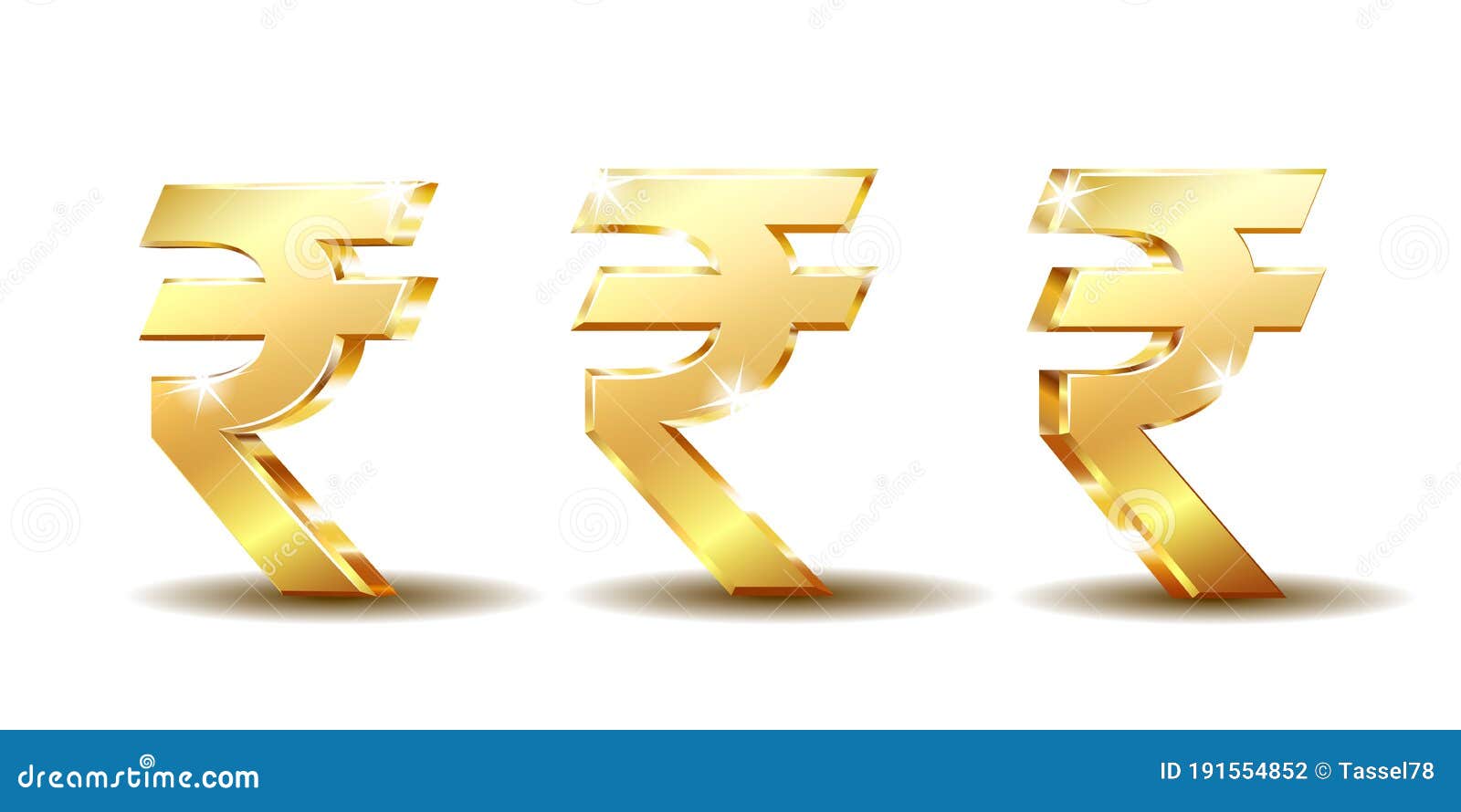 Golden Rupee INR Symbol On White Background. Finance Investment Concept ...