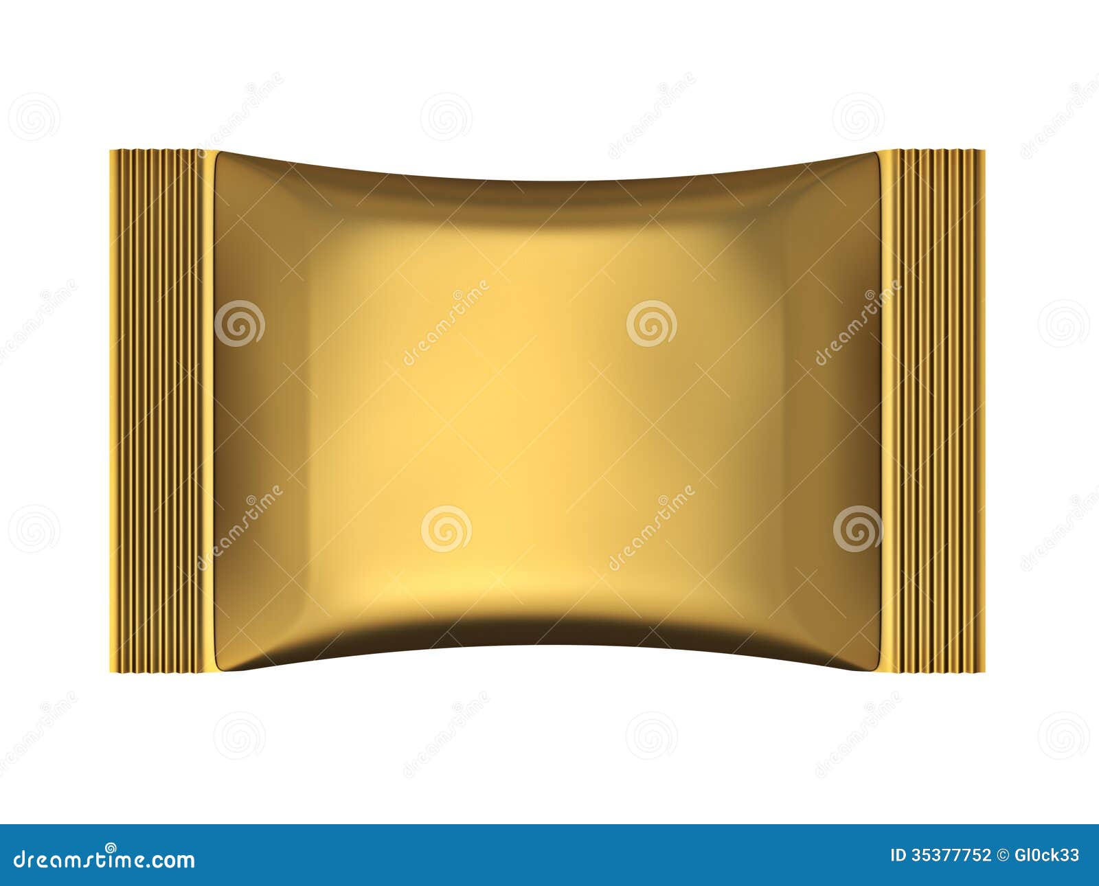 Golden sachet bag package stock illustration. Illustration of flex ...