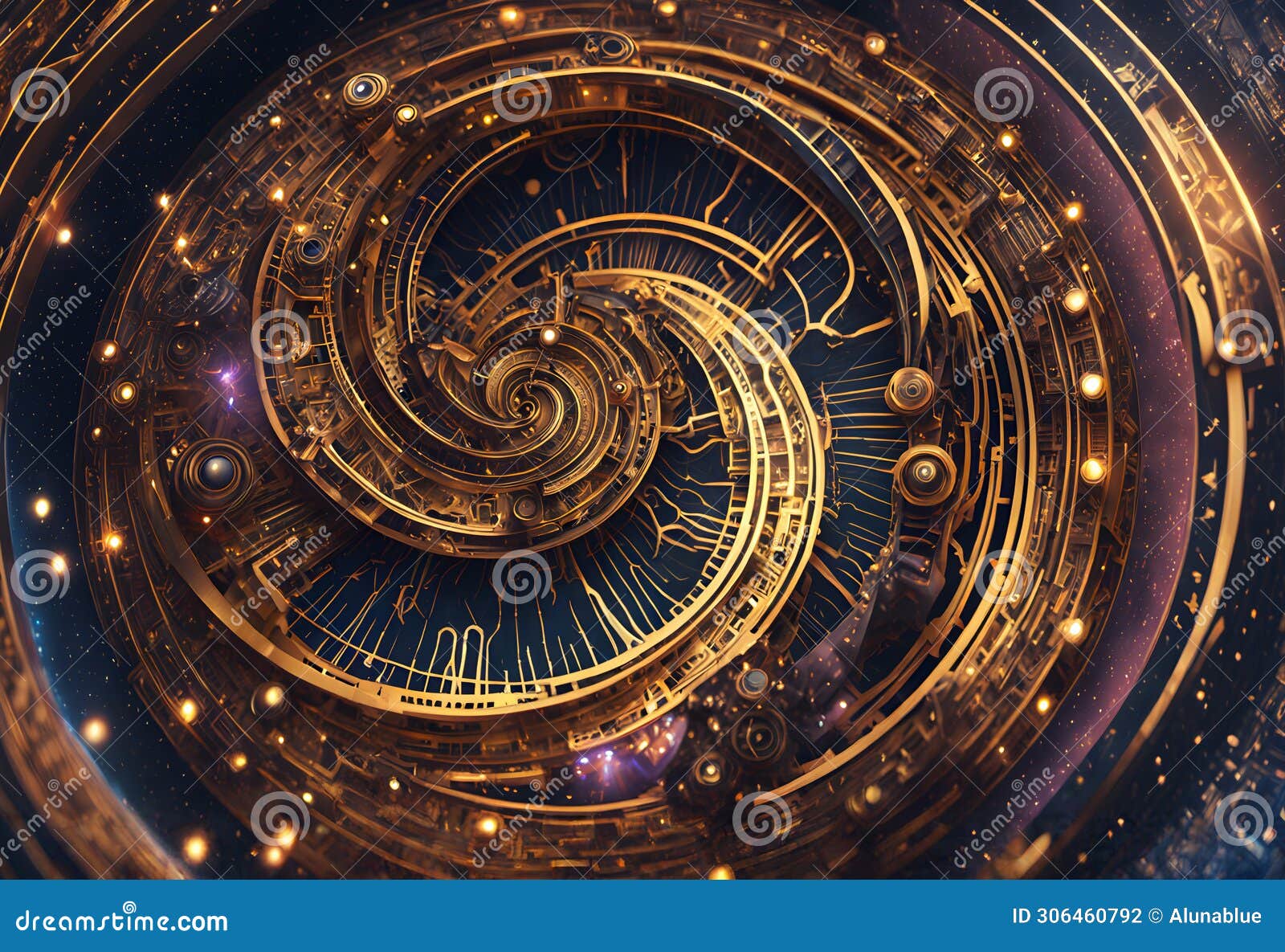 A Golden, Sacred Geometry Dimension Machine. Stock Illustration ...