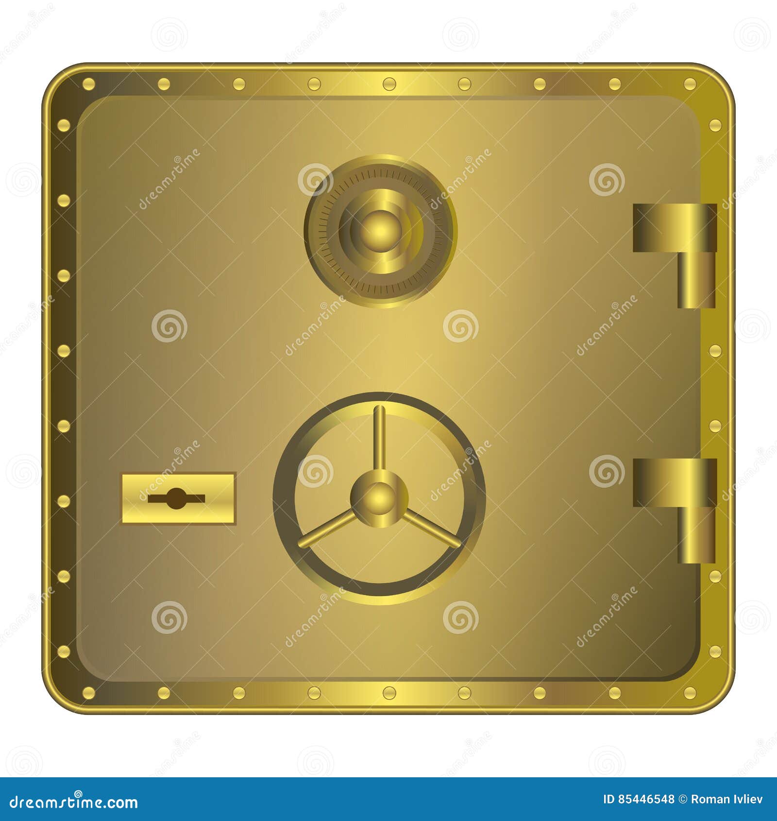 Golden safe with dial stock vector. Illustration of investment - 85446548