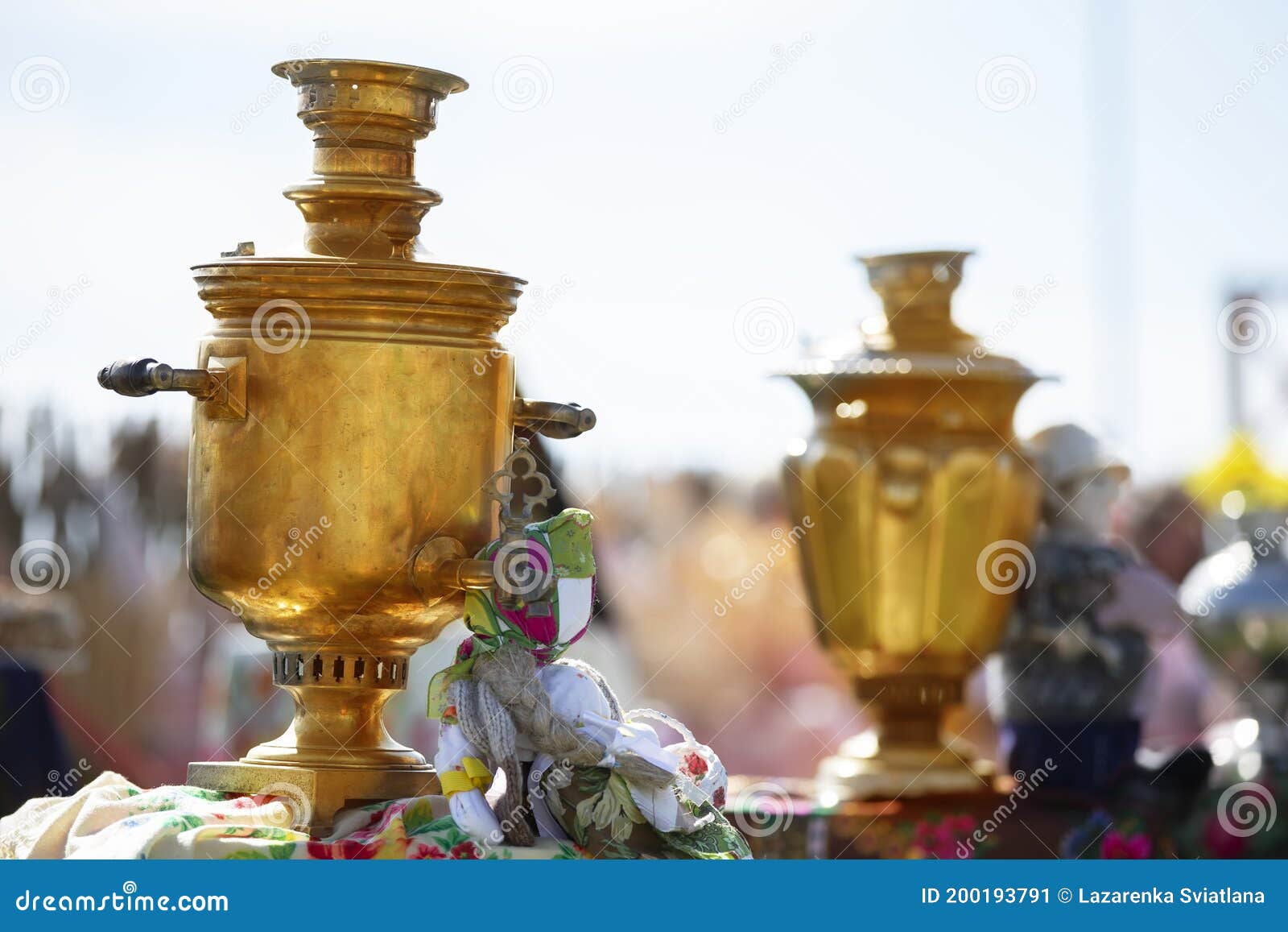 Golden Samovars at the Festive Fair Stock Image - Image of shiny ...
