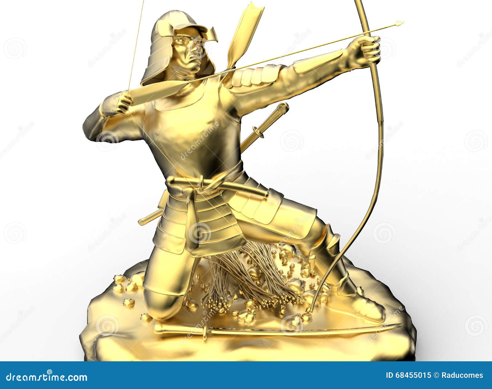 Golden Samurai Warrior Closeup Stock Illustration - Illustration of ...
