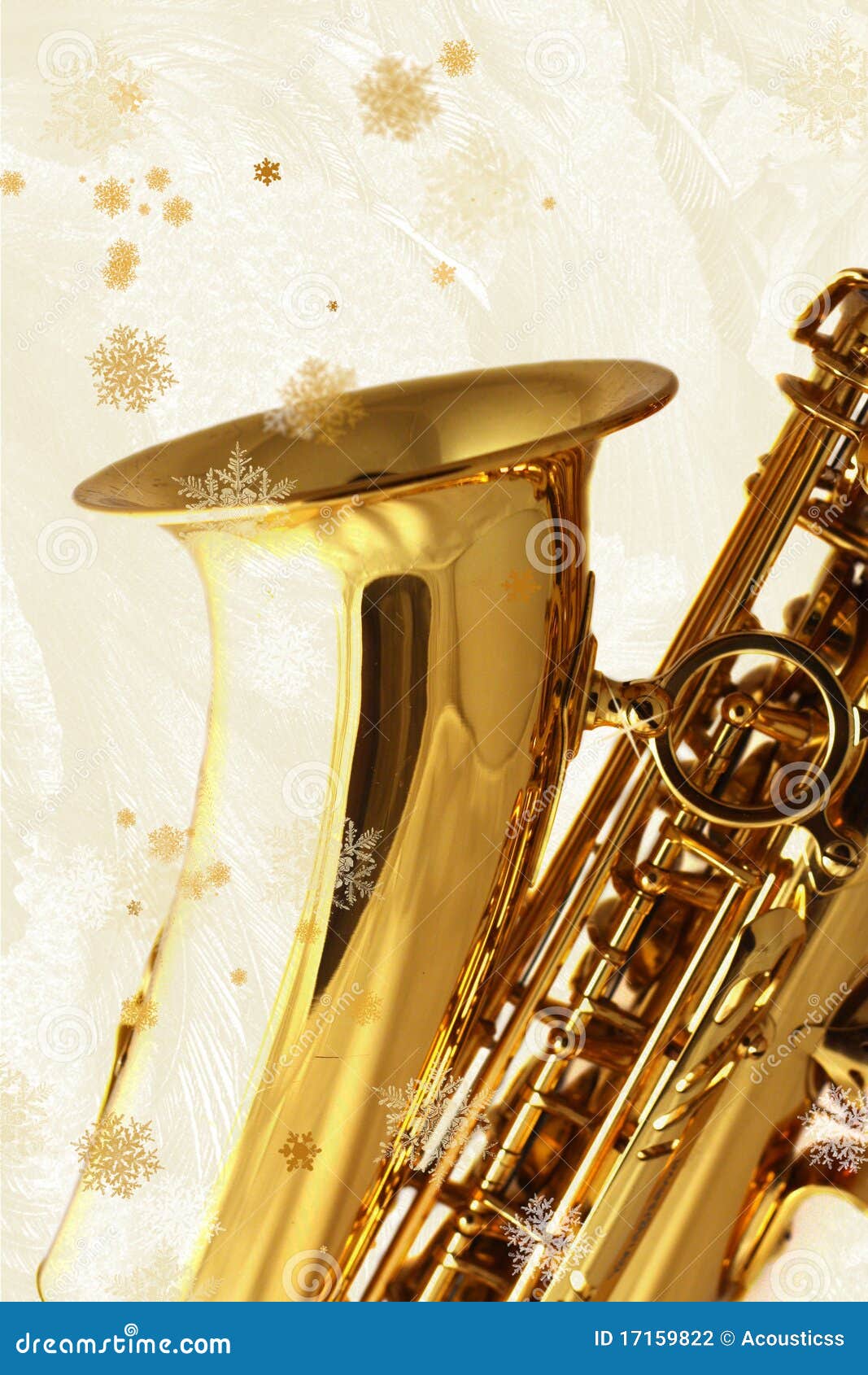 Golden Sax Against Winter Background. Stock Photo - Image of music ...