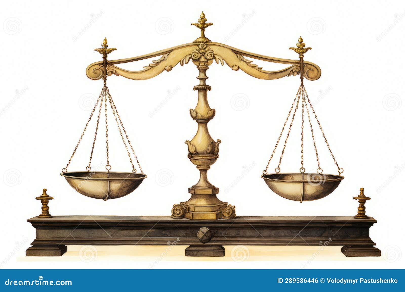 Golden Scale with Two Balances on it,. Generative AI Stock Photo ...