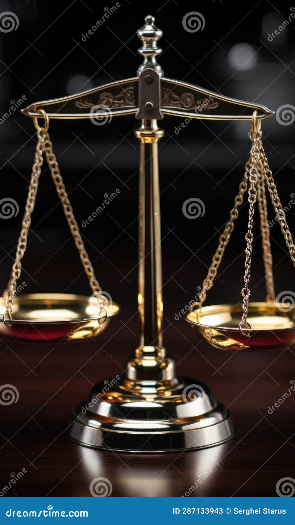 A Golden Scale with Two Red and Gold Coins on it. Generative AI Image ...