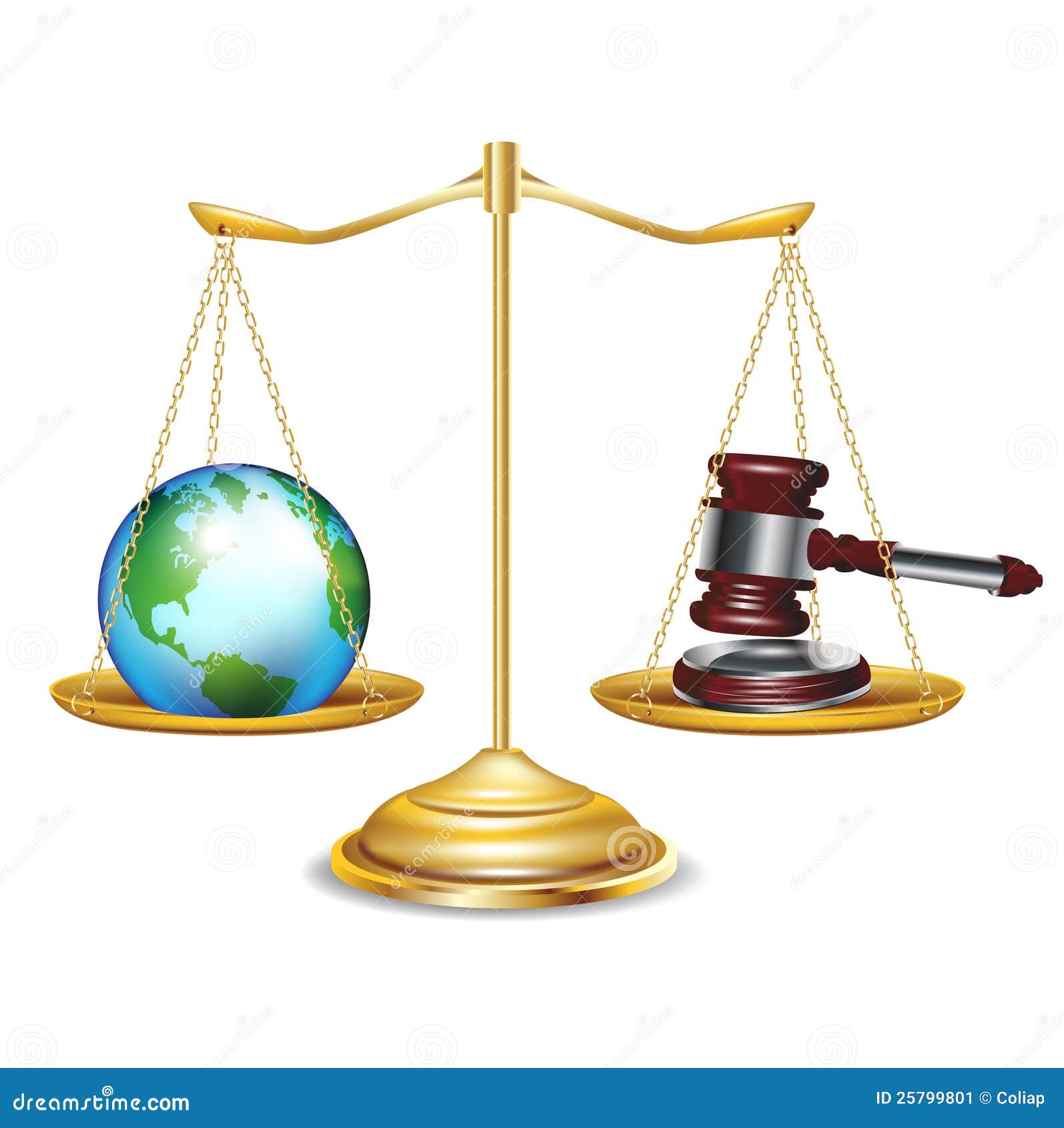 Golden Scales with Earth Globe and Gavel Stock Vector - Illustration of ...