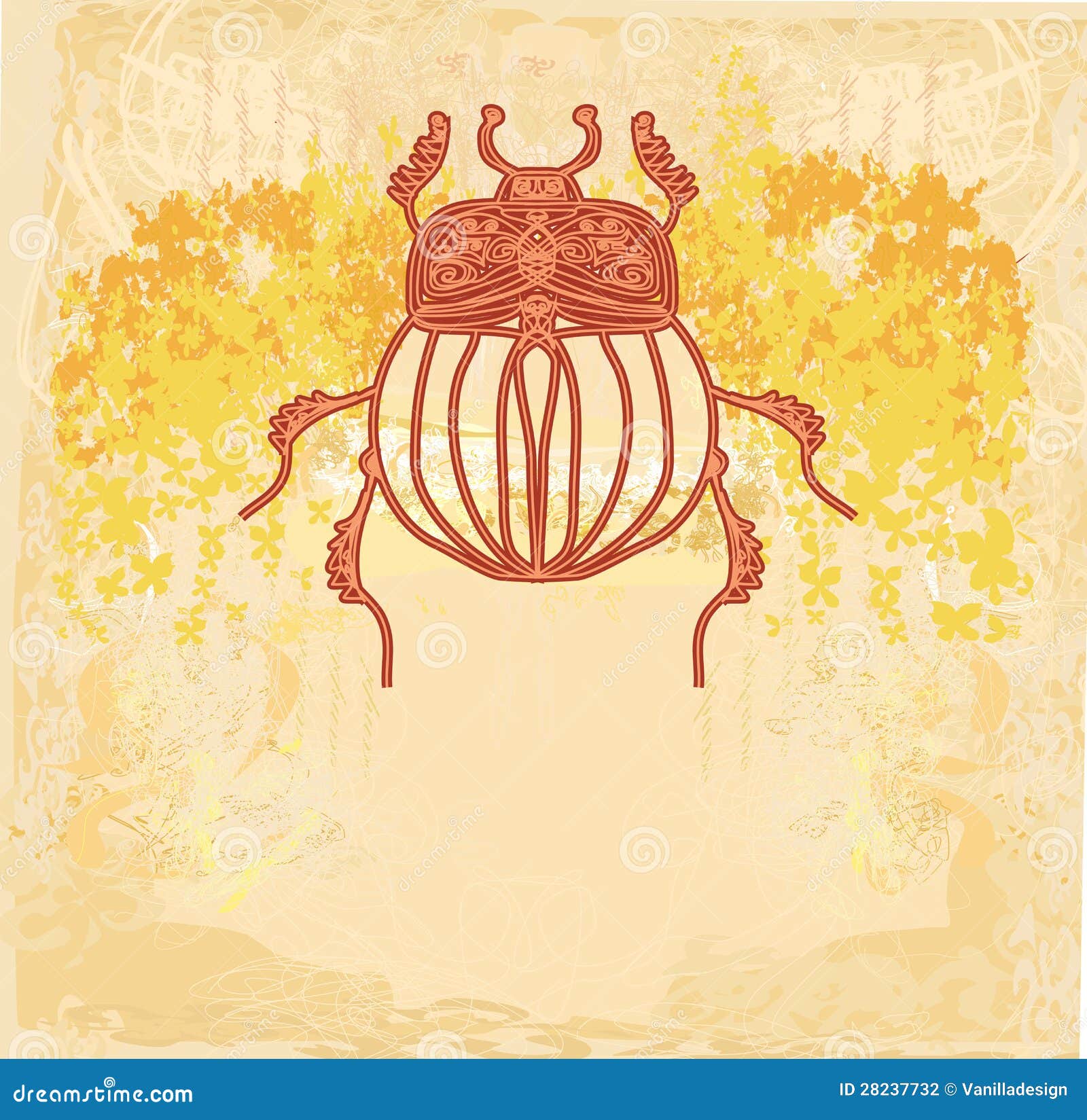 Golden Scarab background stock illustration. Illustration of indigenous ...