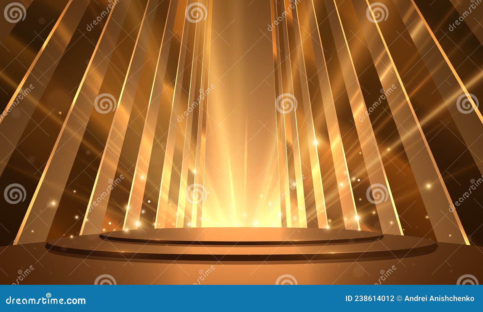 Golden Scene with Light Rays Effect Stock Vector - Illustration of ...