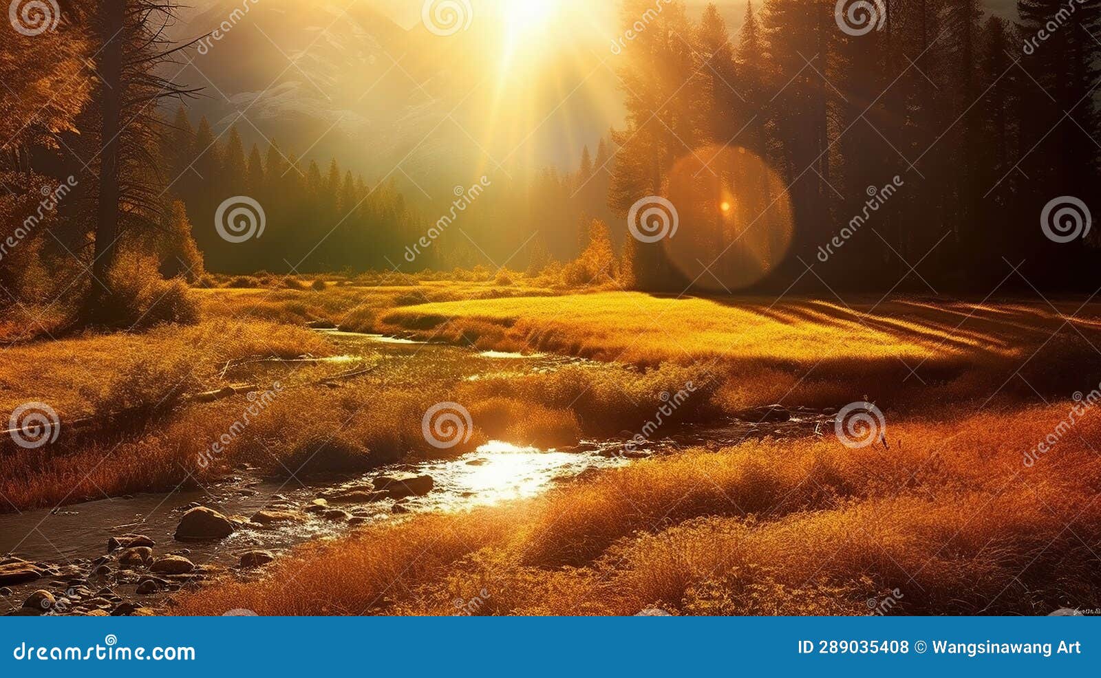 Golden Scene with Light Rays Effect , Generative AI Stock Illustration ...