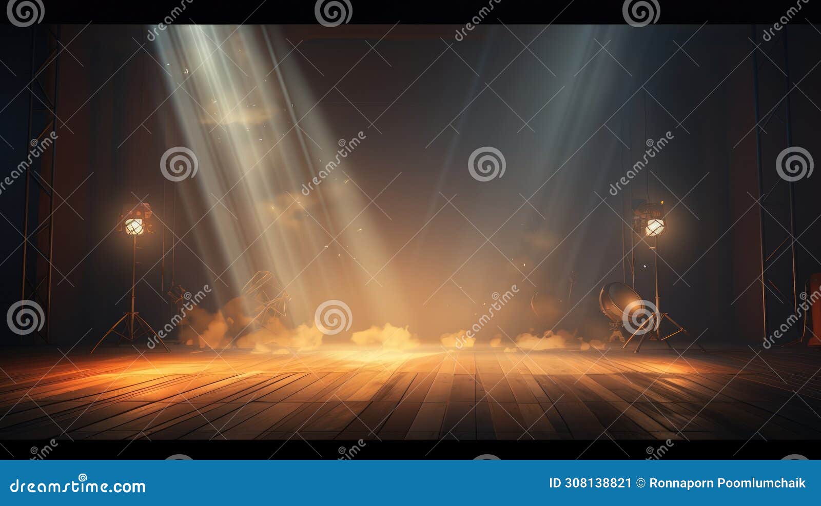 Golden Scene with Light Rays. Spotlight. Scene Illumination Stock ...