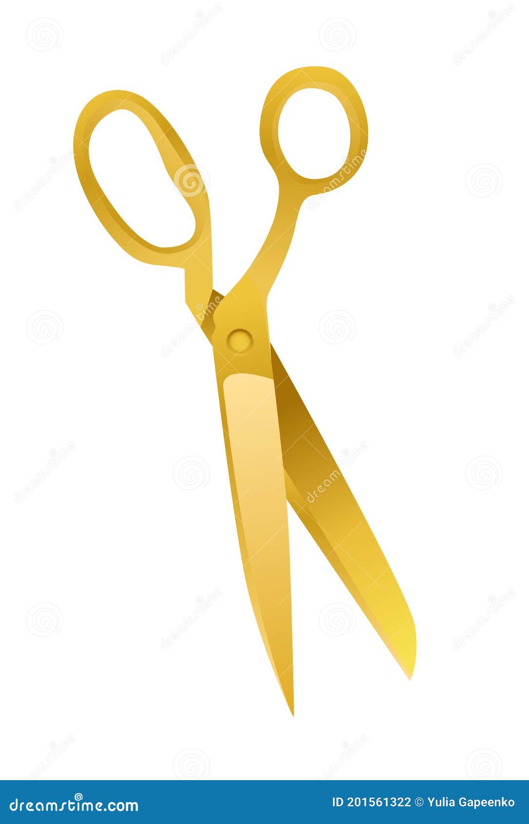 Golden Scissors Icon Isotared on White Background. Vector Illustration ...