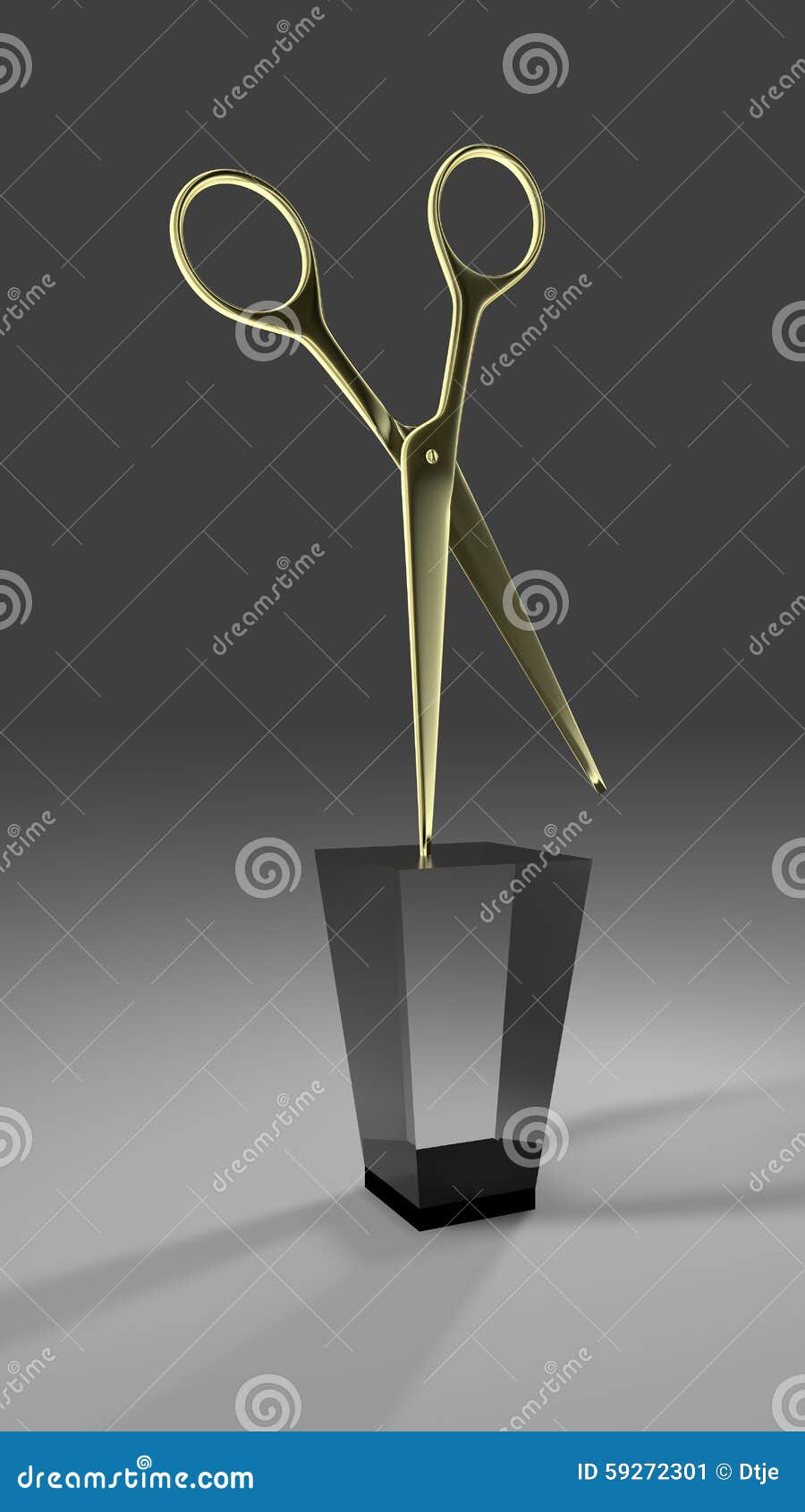 Golden Scissors Trophy on Pedestal Stock Illustration - Illustration of ...