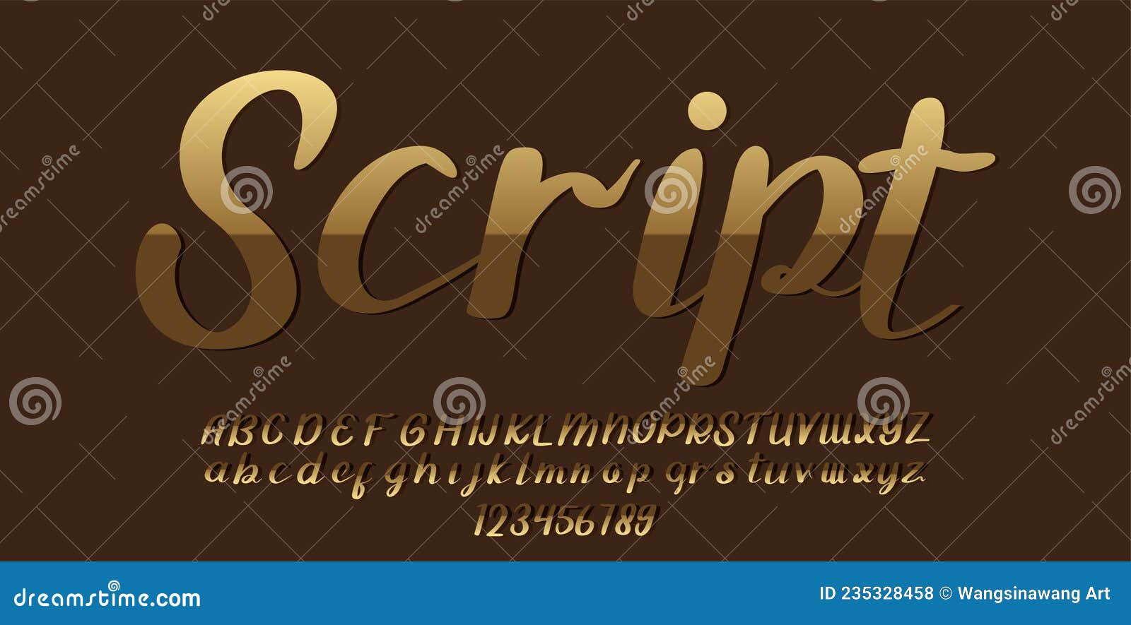 Golden Script Alphabet Font Vector Illustration Isolated Background ...