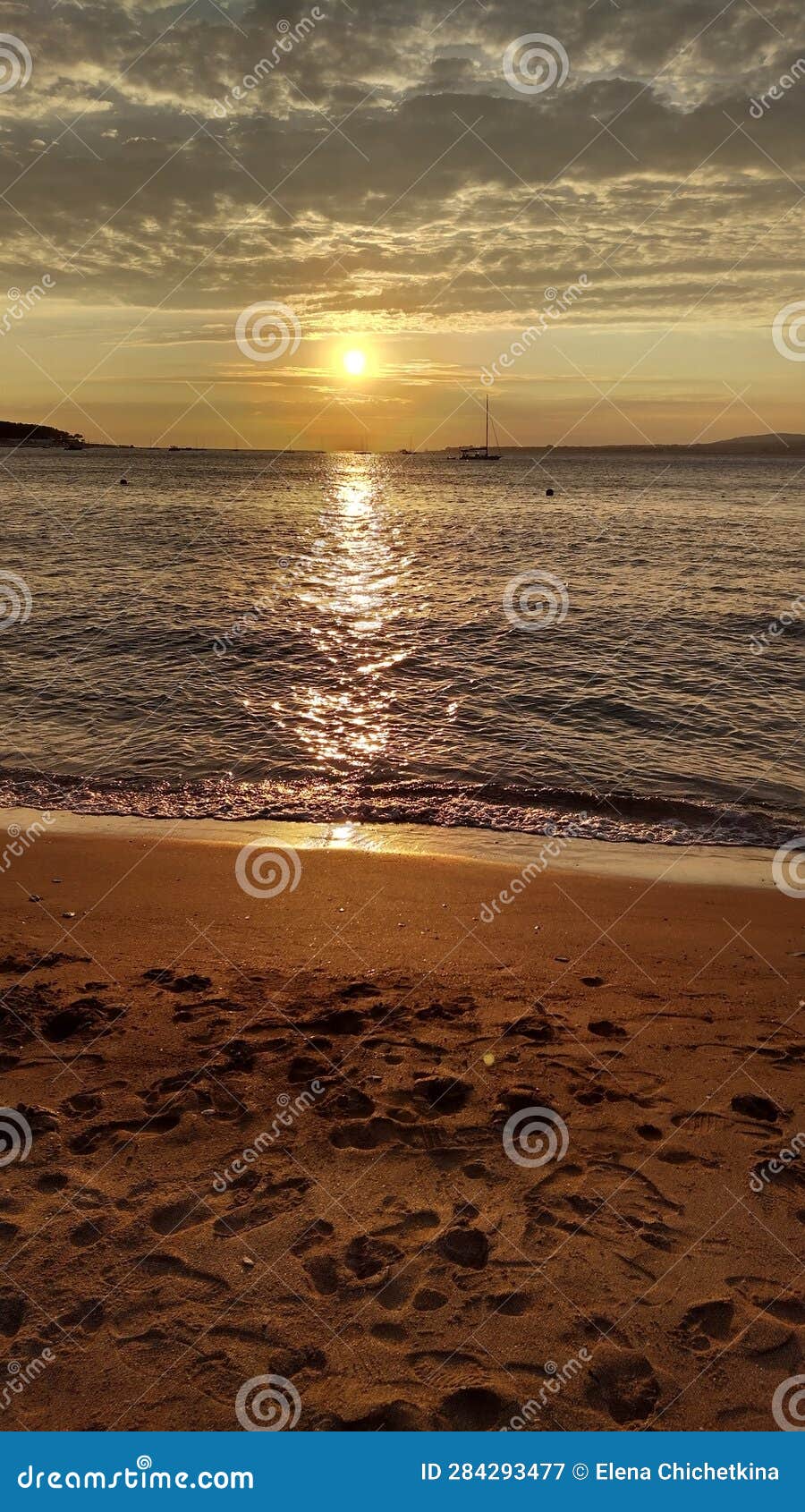 Golden Sea, Golden Beach, Sunset on the Sea, Sunny Path Stock Image ...