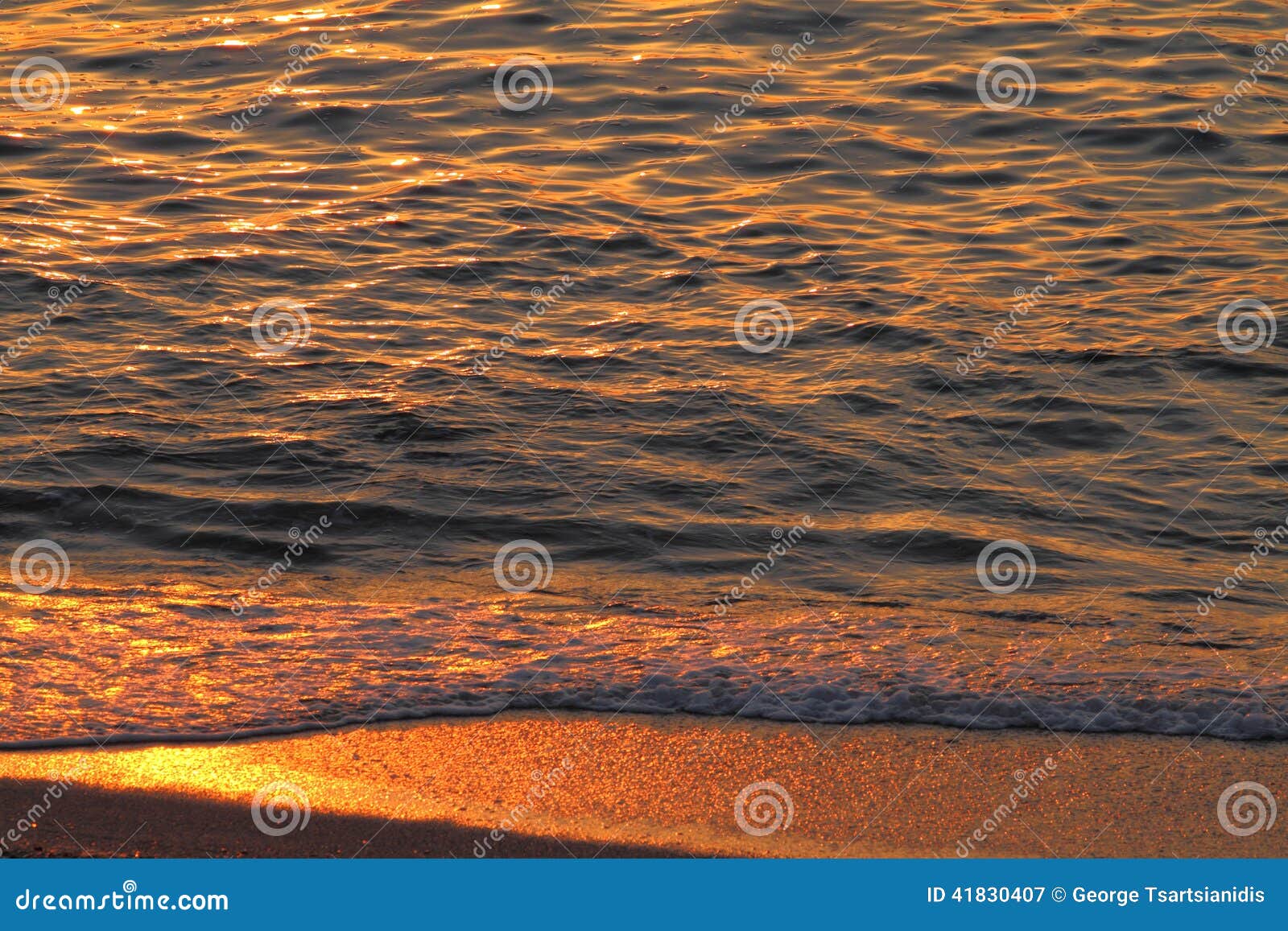 Golden Sea Waves and Sand at Sunset Stock Image - Image of background ...