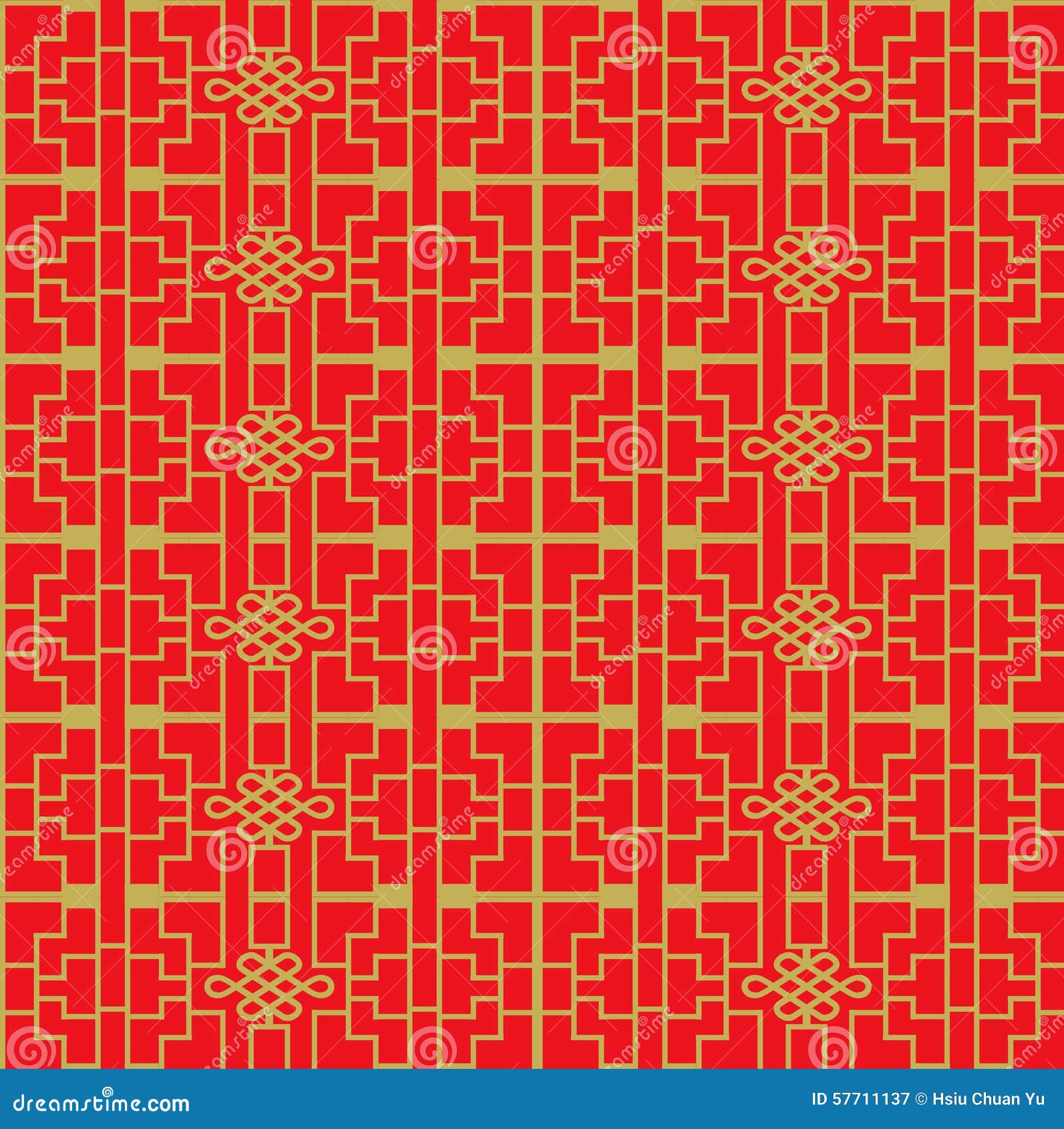 Golden Seamless Vintage Chinese Style Window Tracery Square Geometry ...