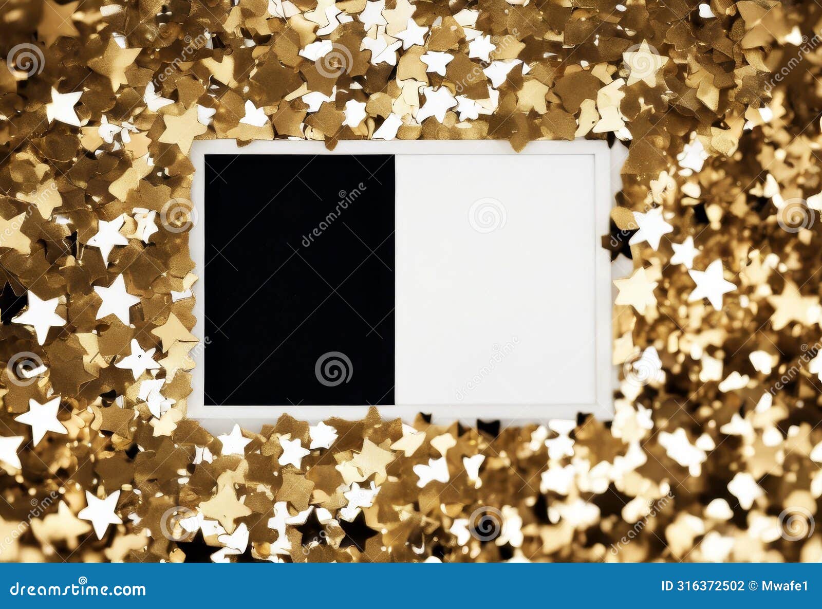 Golden Sequins Star Arranged Confetti Rectangular Frame Shaped Form ...