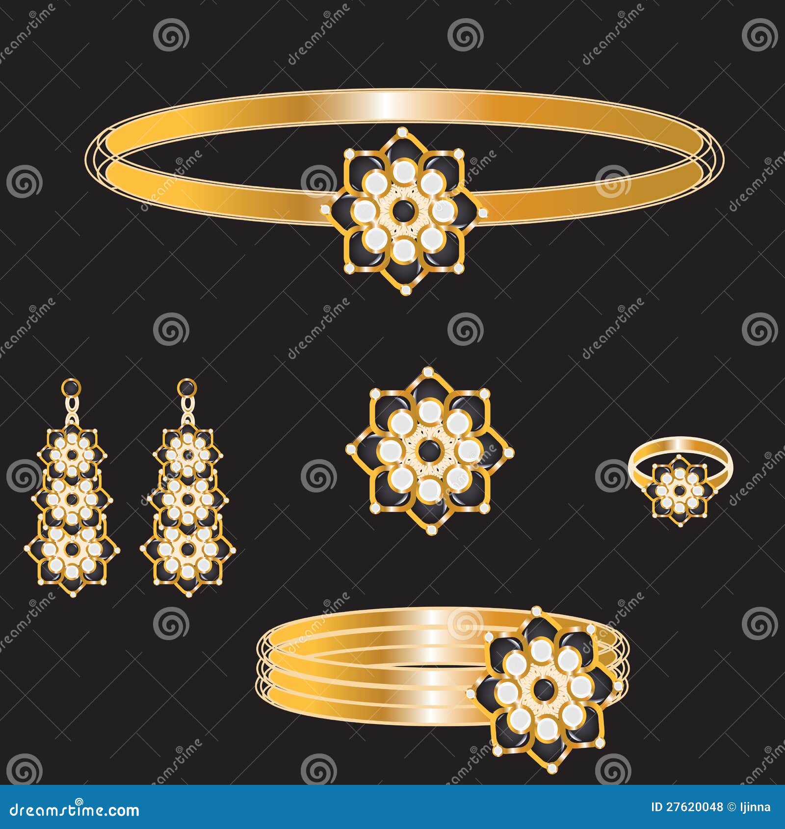 Golden set stock vector. Illustration of jewelry, exclusive - 27620048